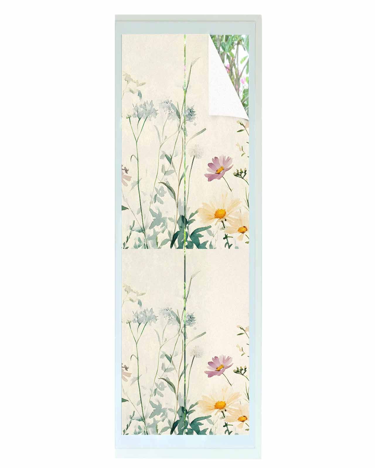 Window Privacy Film Spring Botanical Daisy Stained Glass Window Film ...