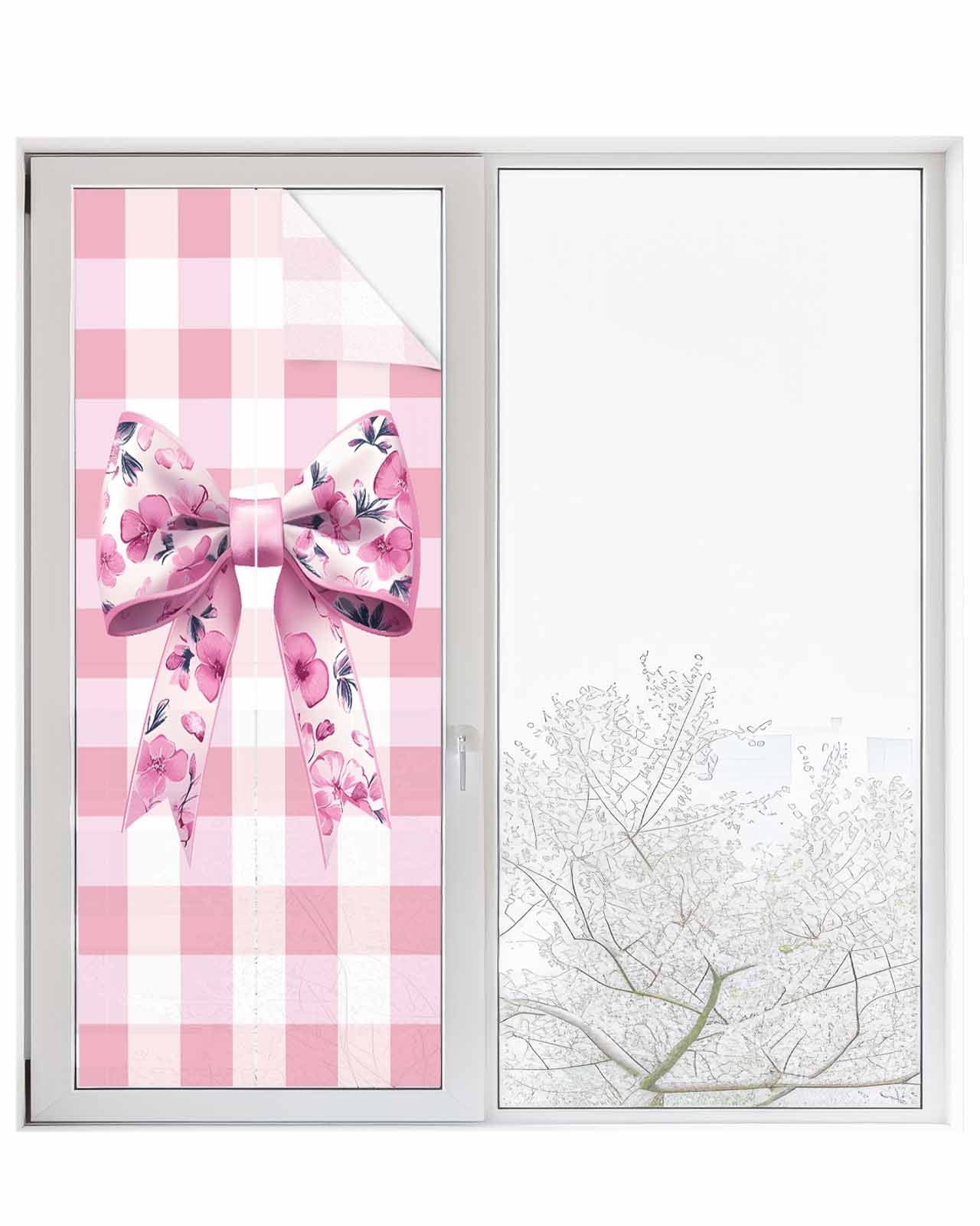 Window Privacy Film Spring Bow Flower Stained Glass Window Film ...