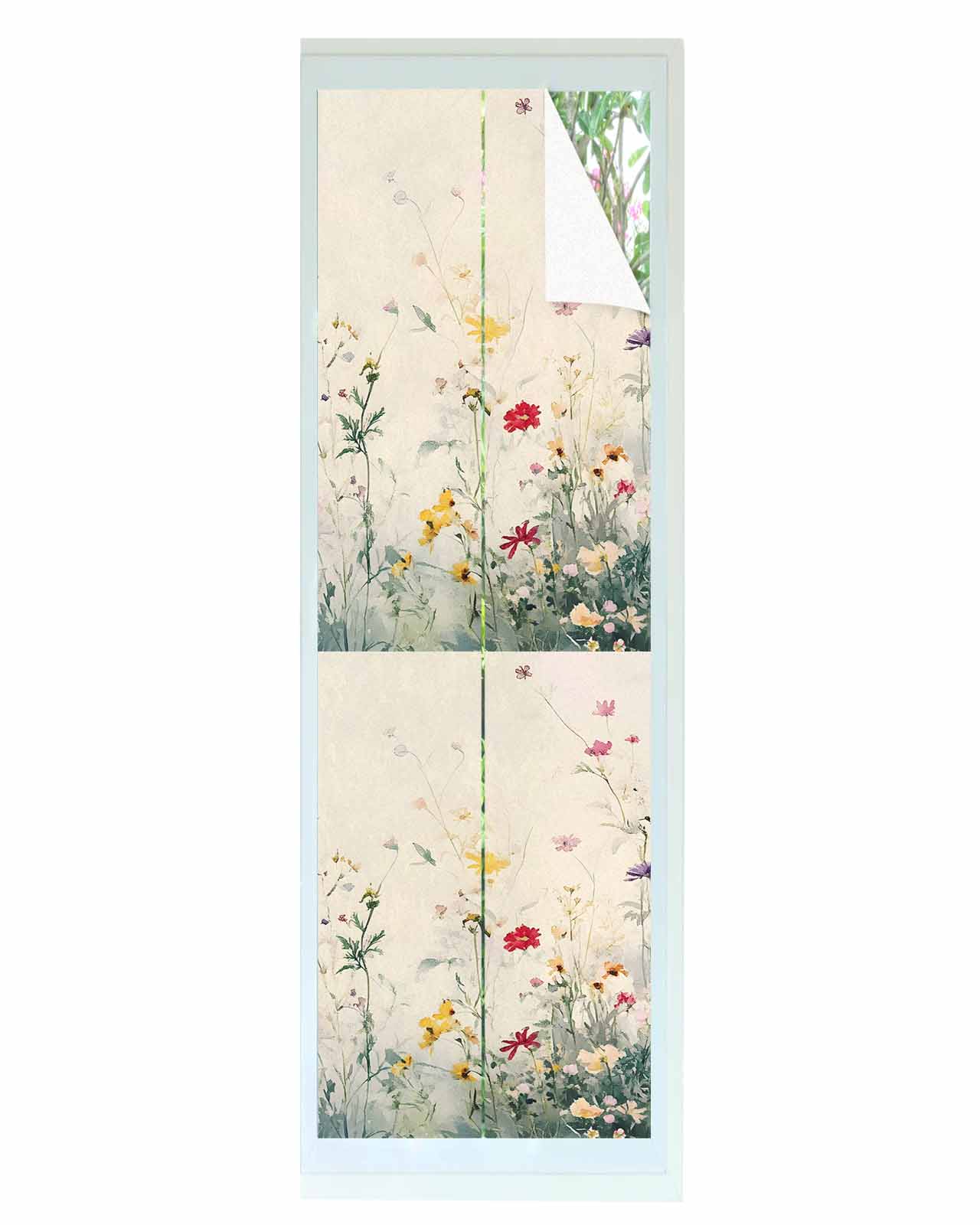 Window Privacy Film Spring Floral Botanical Stained Glass Window Film ...