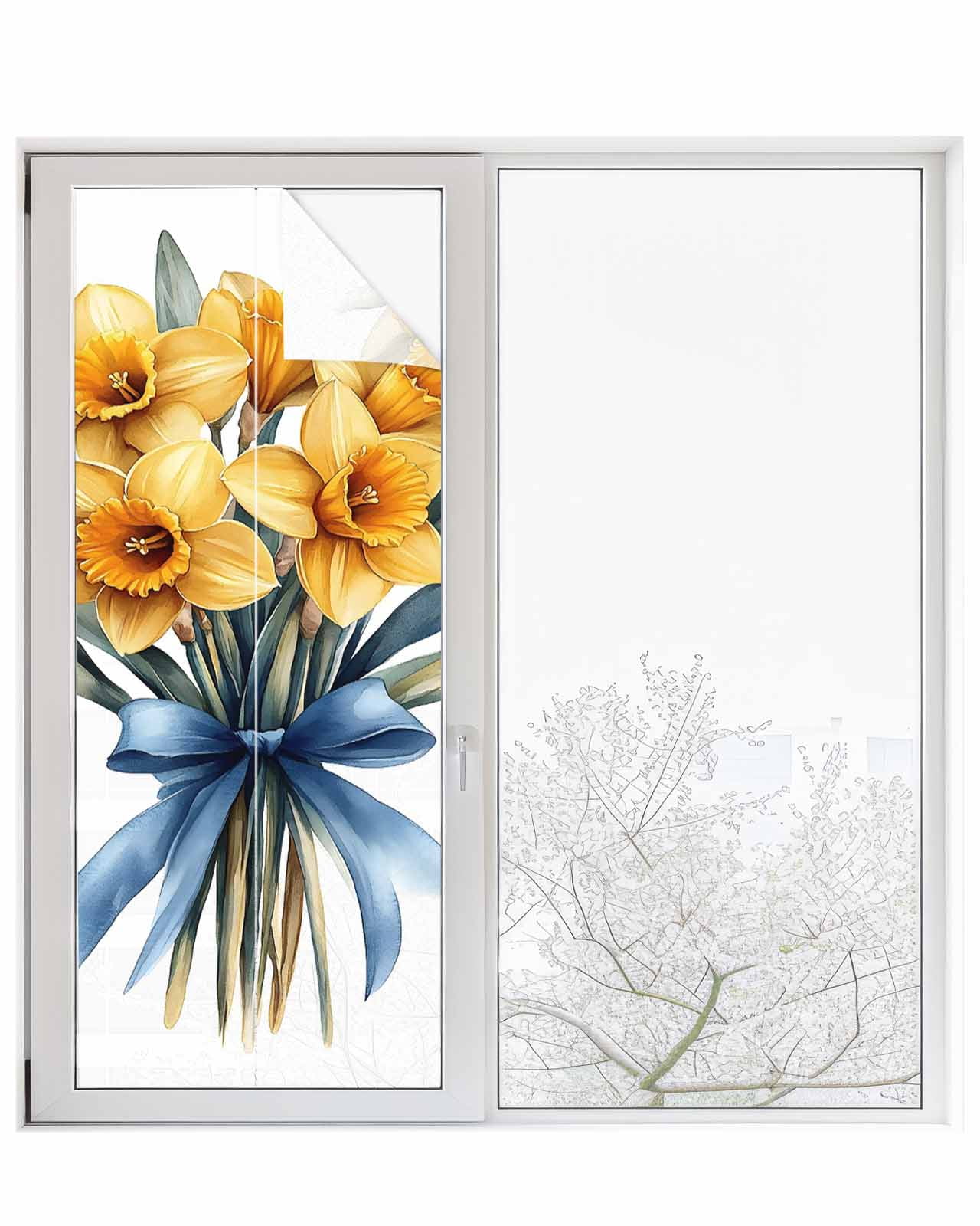 Window Privacy Film Spring Floral Bouquet Stained Glass Window Film ...