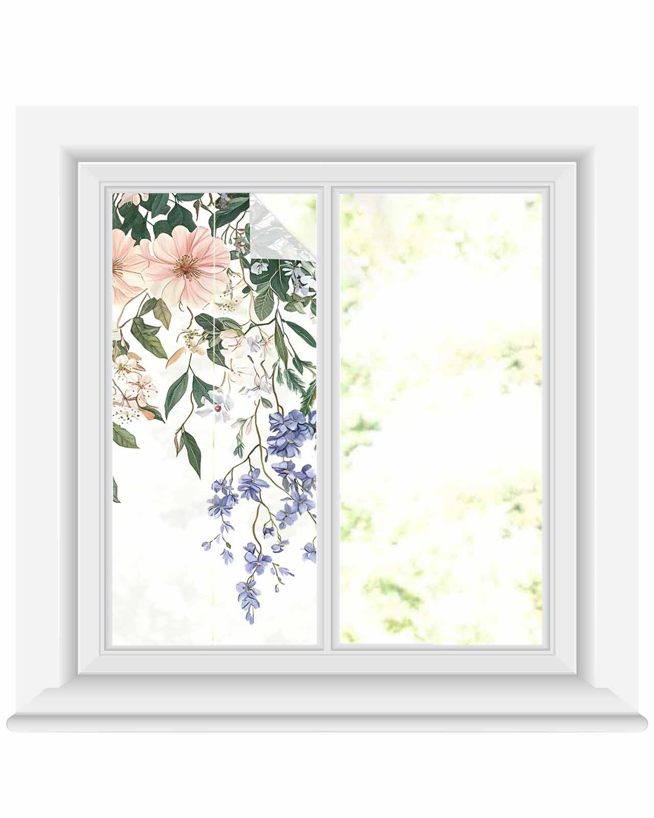 Window Privacy Film Spring Floral Leaves Stained Glass Window Film ...