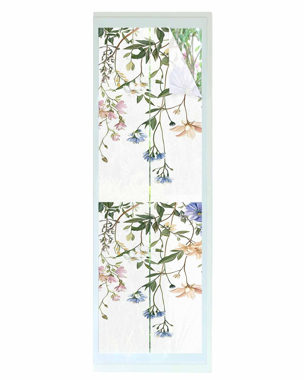 Window Privacy Film Spring Floral Leaves Stained Glass Window Film ...