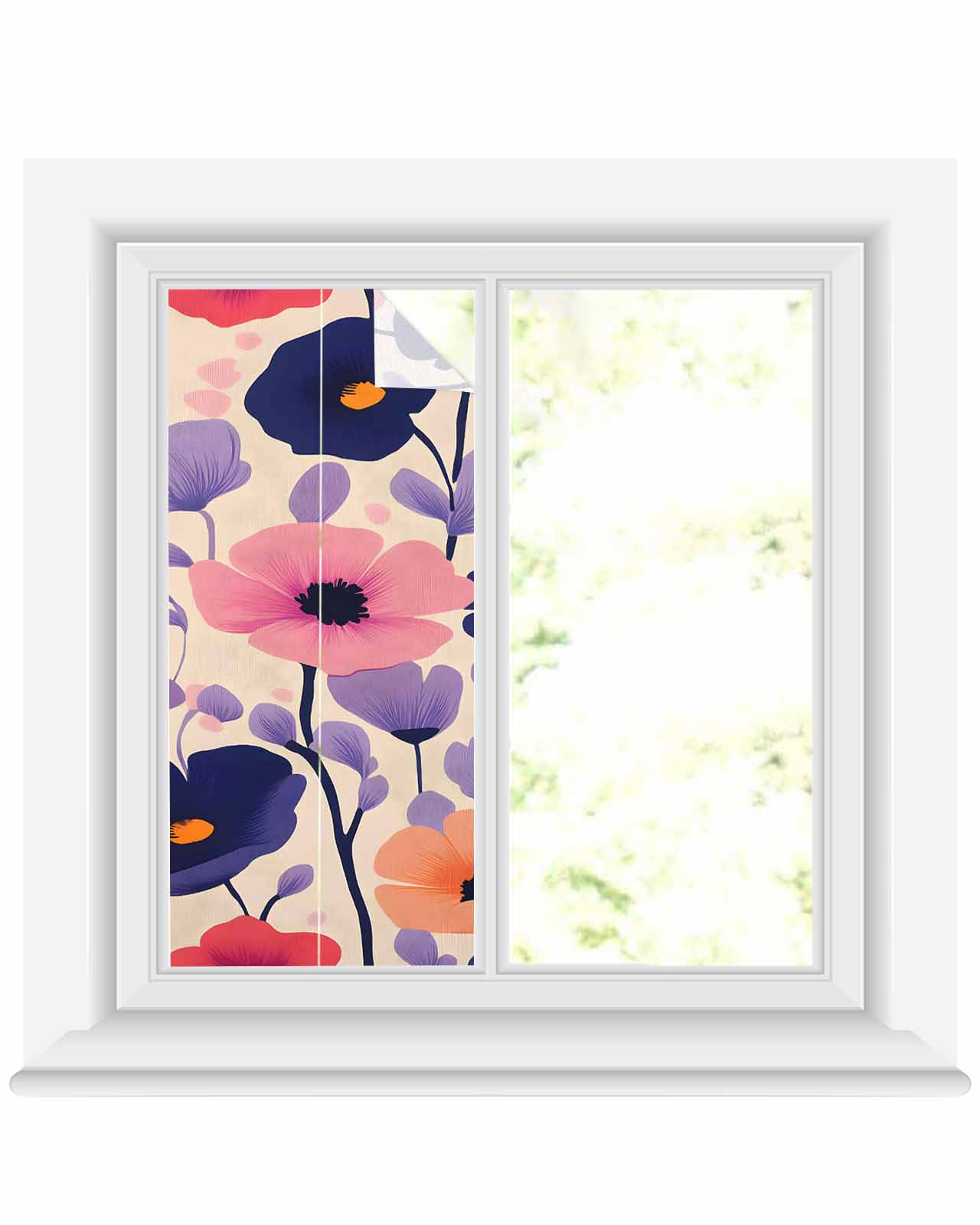 Window Privacy Film Spring Floral Stained Glass Window Film Decorative ...