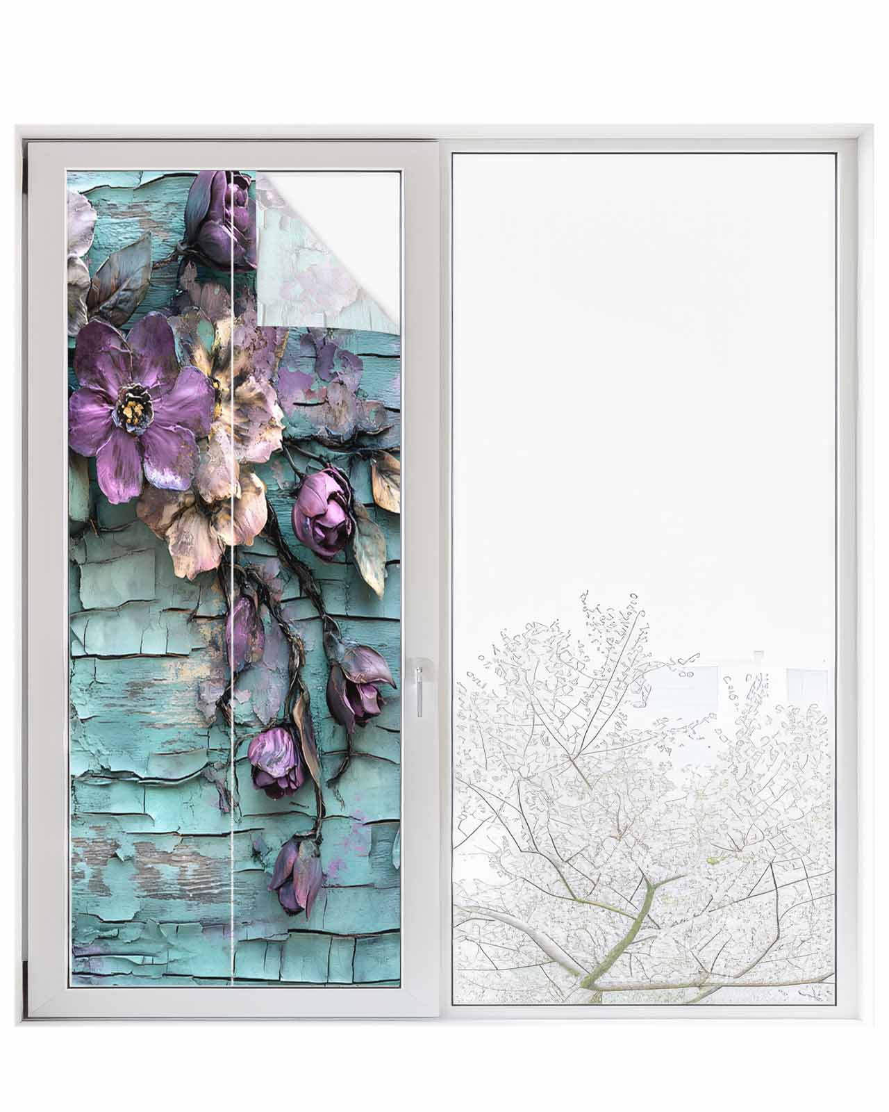 Window Privacy Film Spring Floral Stained Glass Window Film Decorative ...