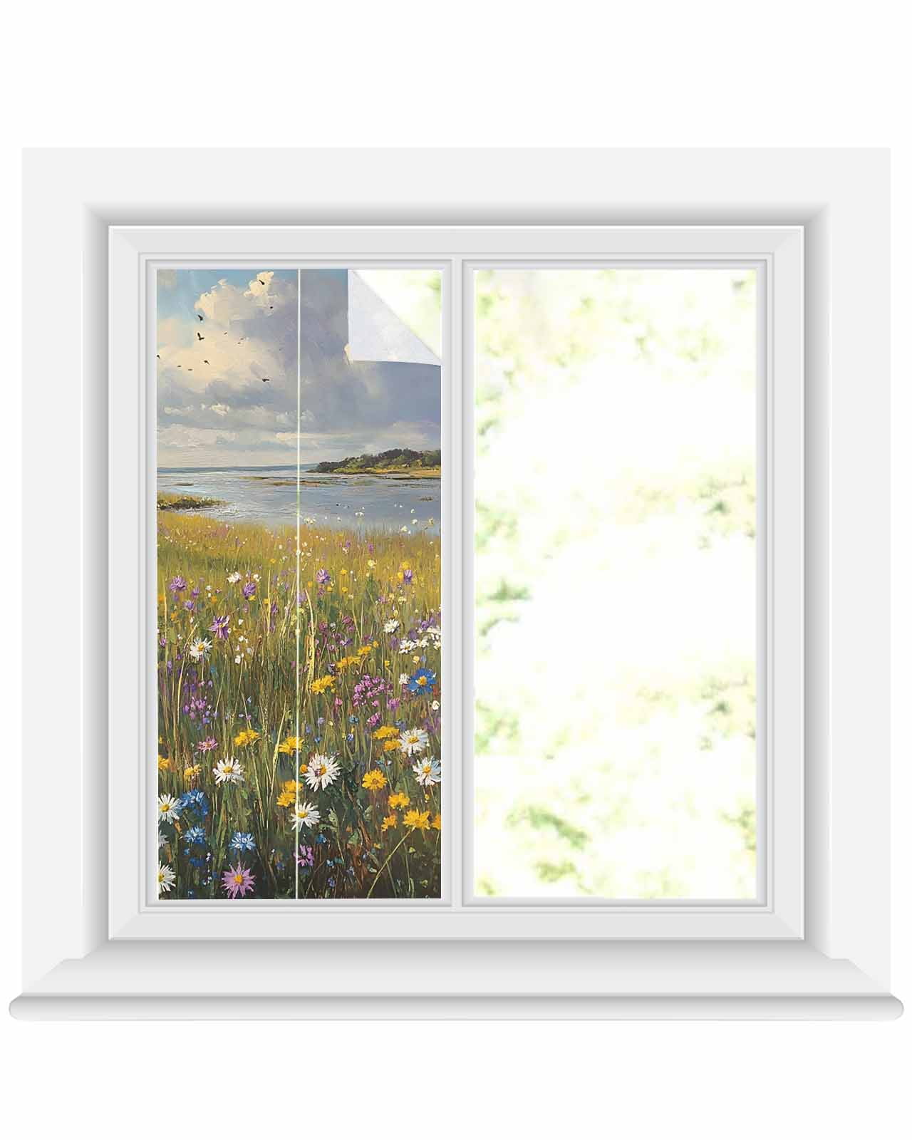Window Privacy Film Spring Floral Stained Glass Window Film Decorative ...
