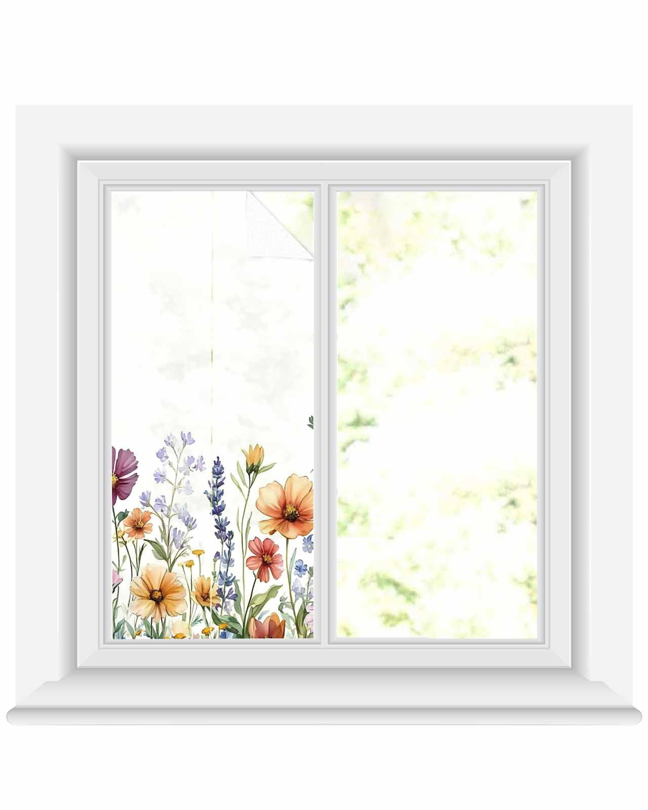 Window Privacy Film Spring Floral Stained Glass Window Film Decorative ...