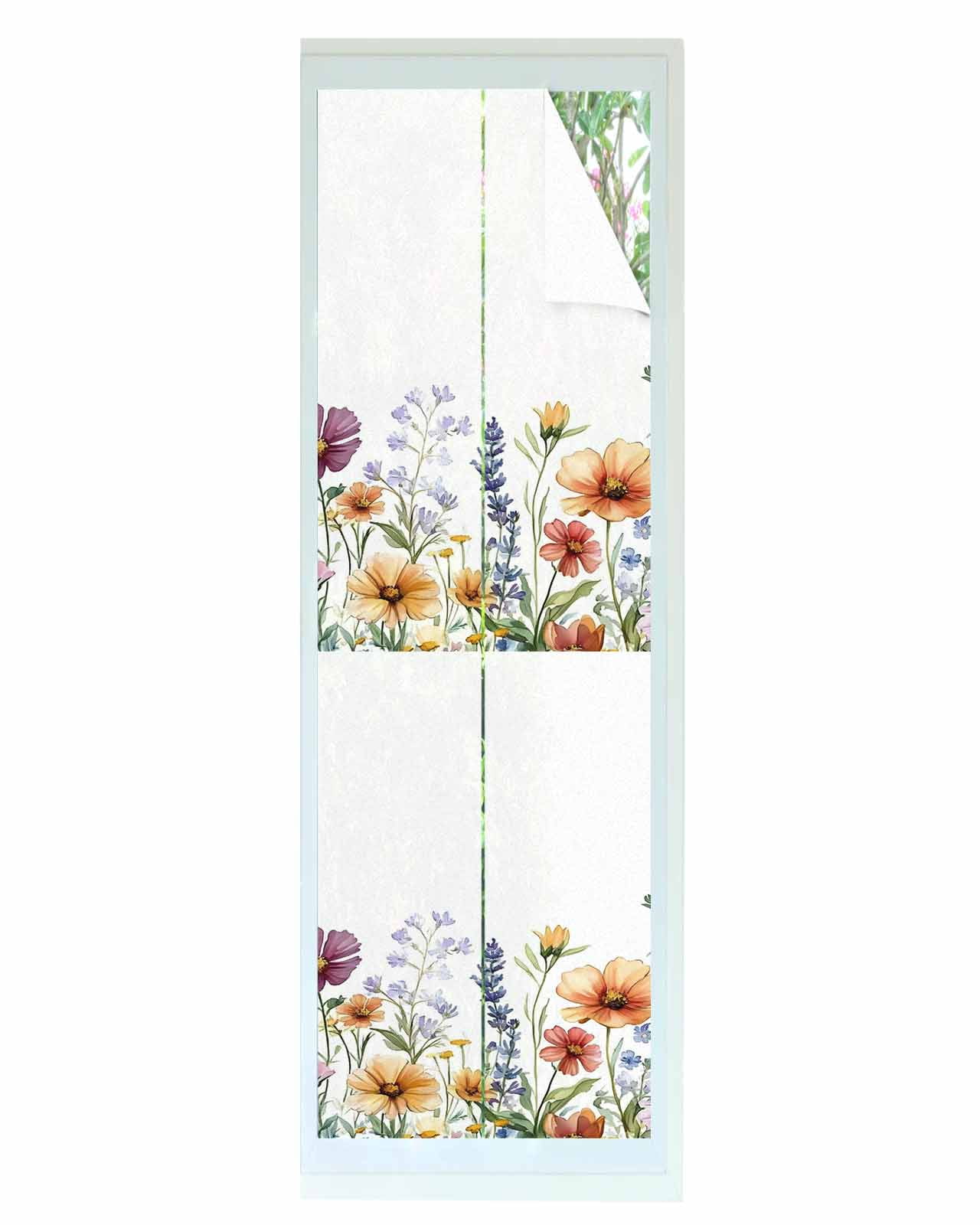 Window Privacy Film Spring Floral Stained Glass Window Film Decorative ...