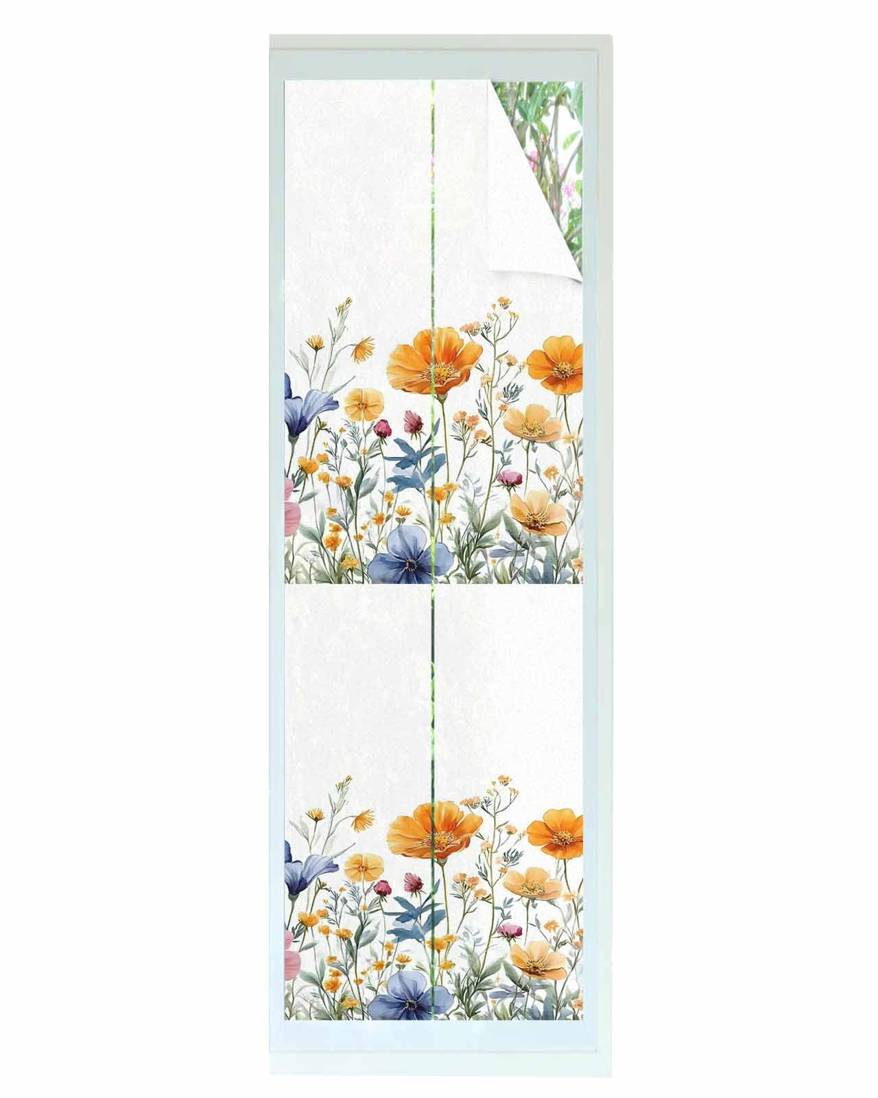 Window Privacy Film Spring Floral Stained Glass Window Film Decorative ...