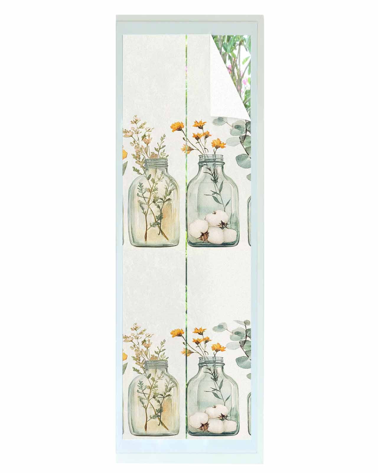 Window Privacy Film Spring Floral Stained Glass Window Film Decorative ...