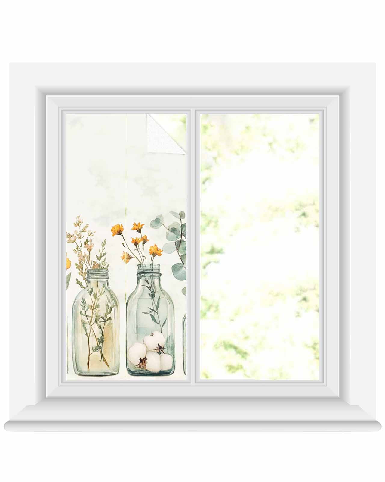 Window Privacy Film Spring Floral Stained Glass Window Film Decorative ...