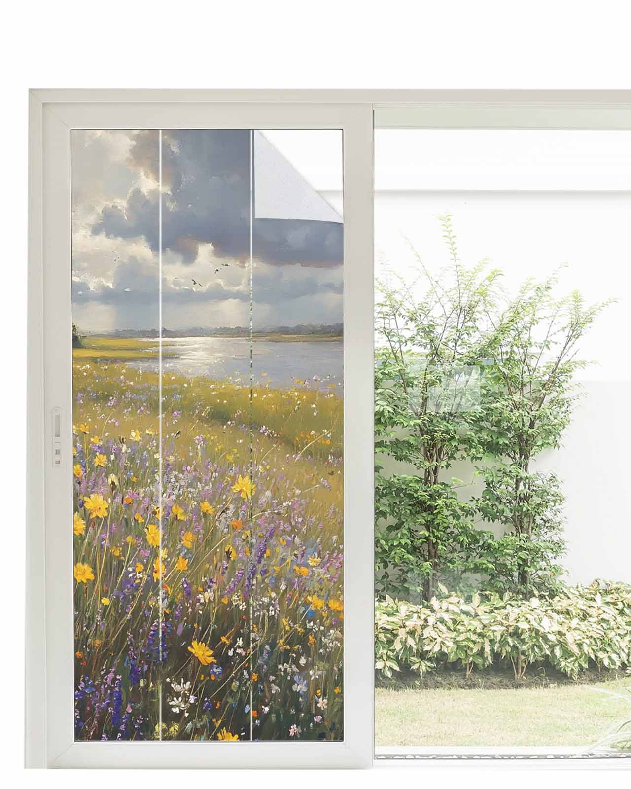 Window Privacy Film Spring Floral Stained Glass Window Film Decorative ...