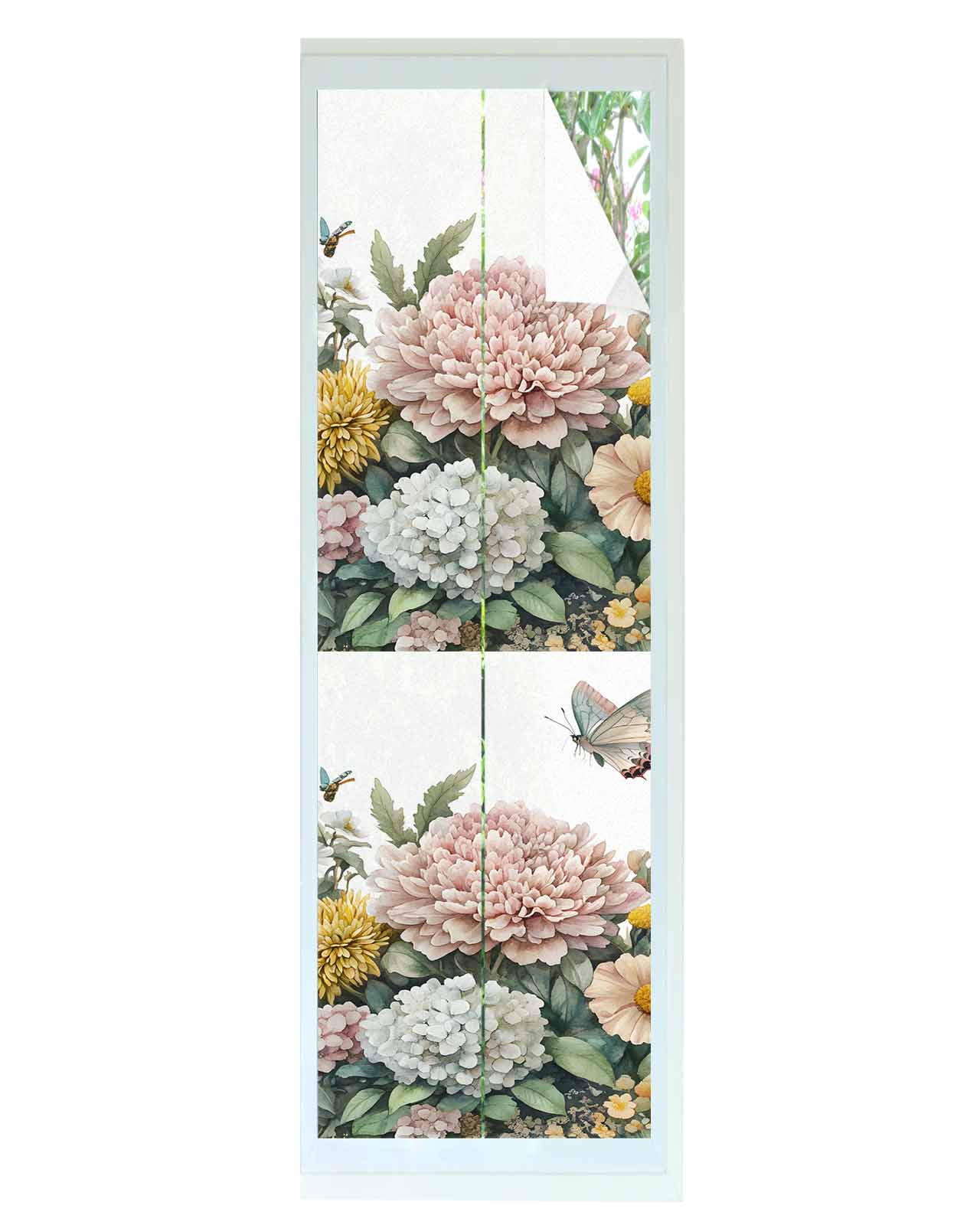 Window Privacy Film Spring Floral Stained Glass Window Film Decorative ...