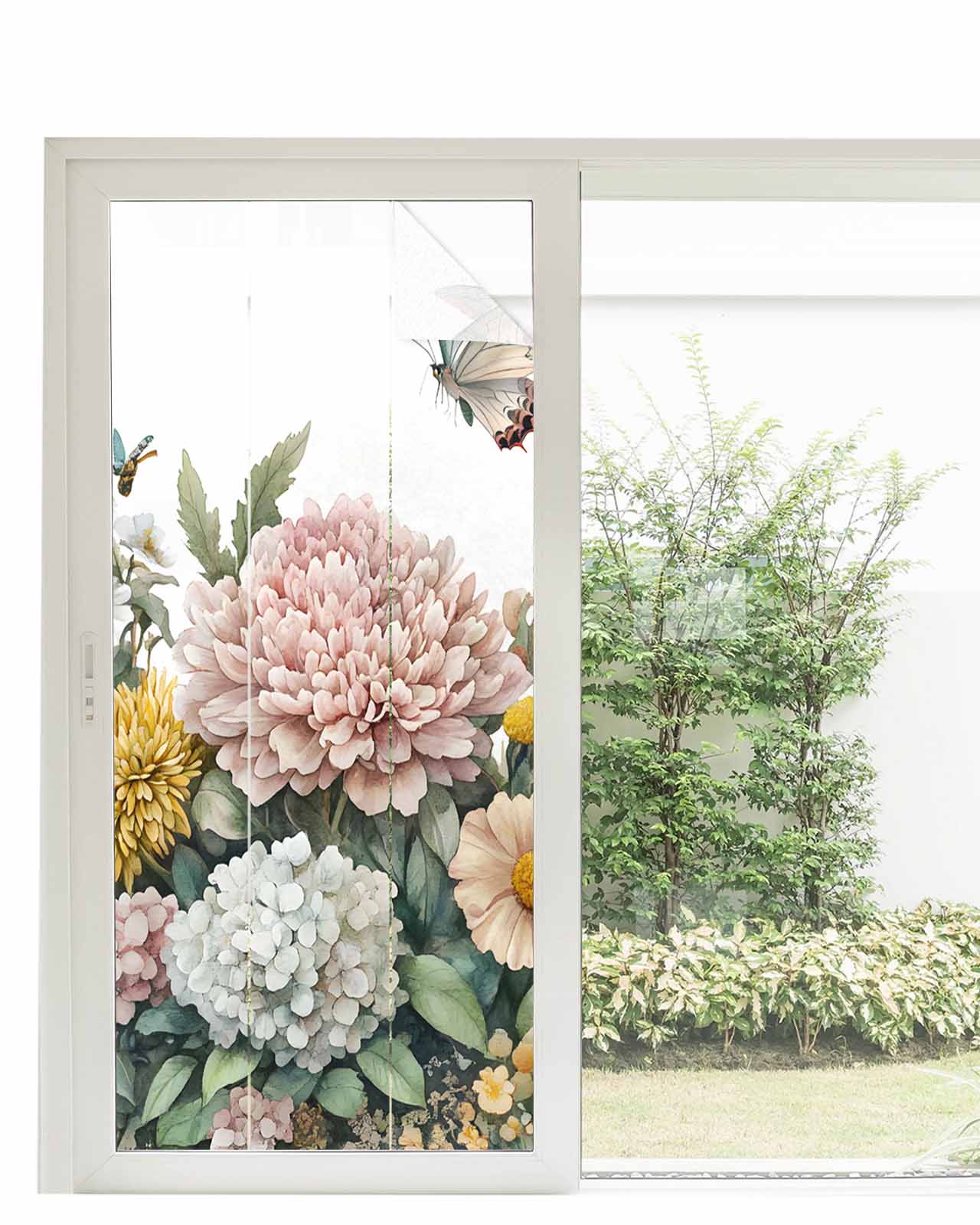 Window Privacy Film Spring Floral Stained Glass Window Film Decorative ...
