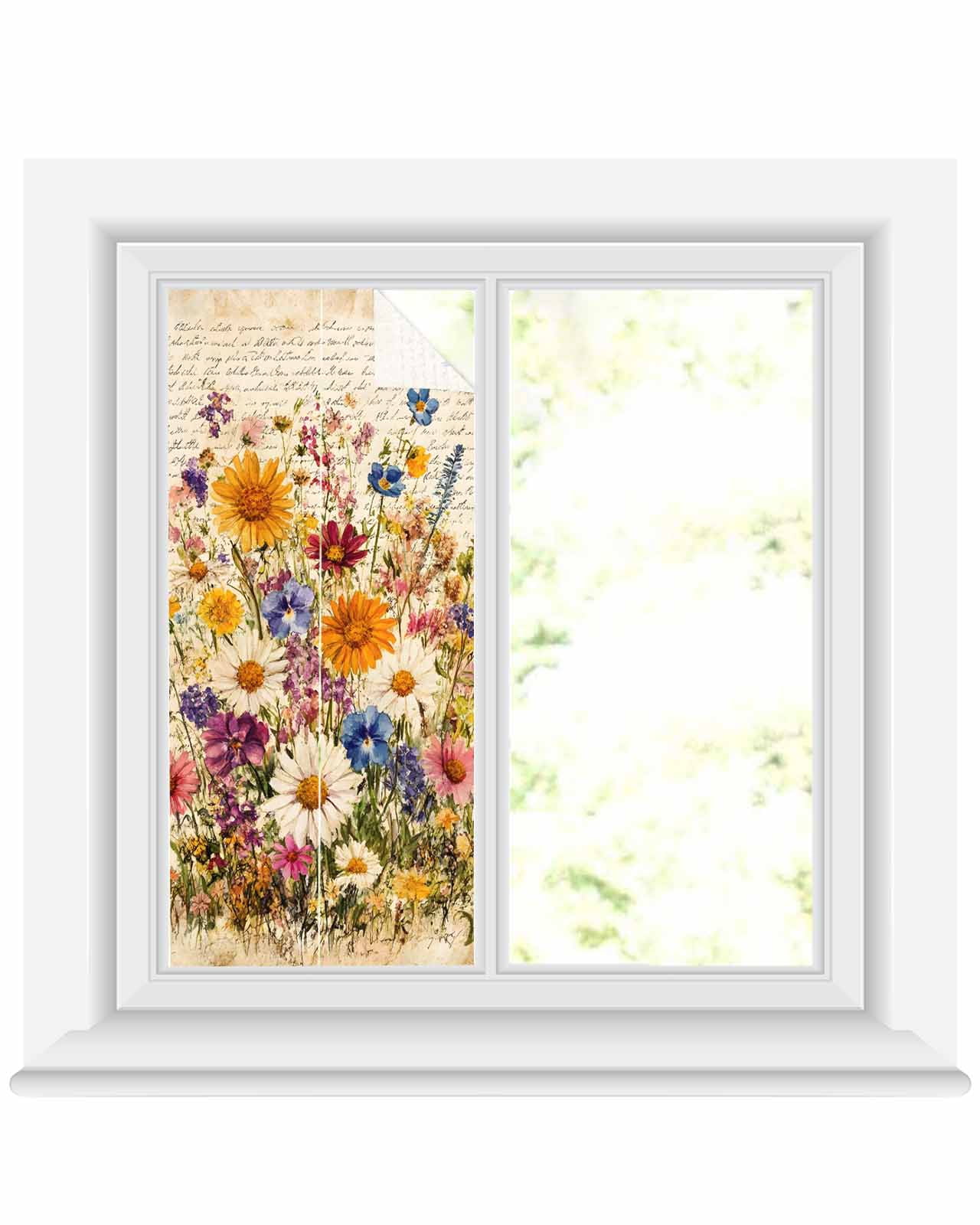 Window Privacy Film Spring Floral Stained Glass Window Film Decorative ...