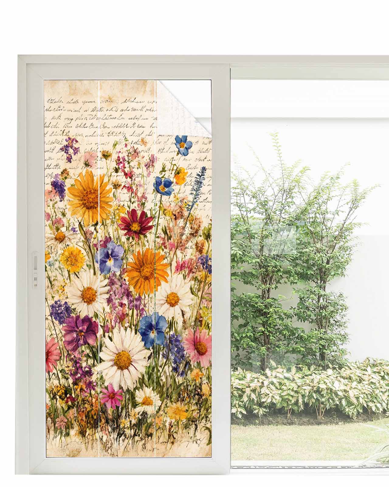Window Privacy Film Spring Floral Stained Glass Window Film Decorative ...