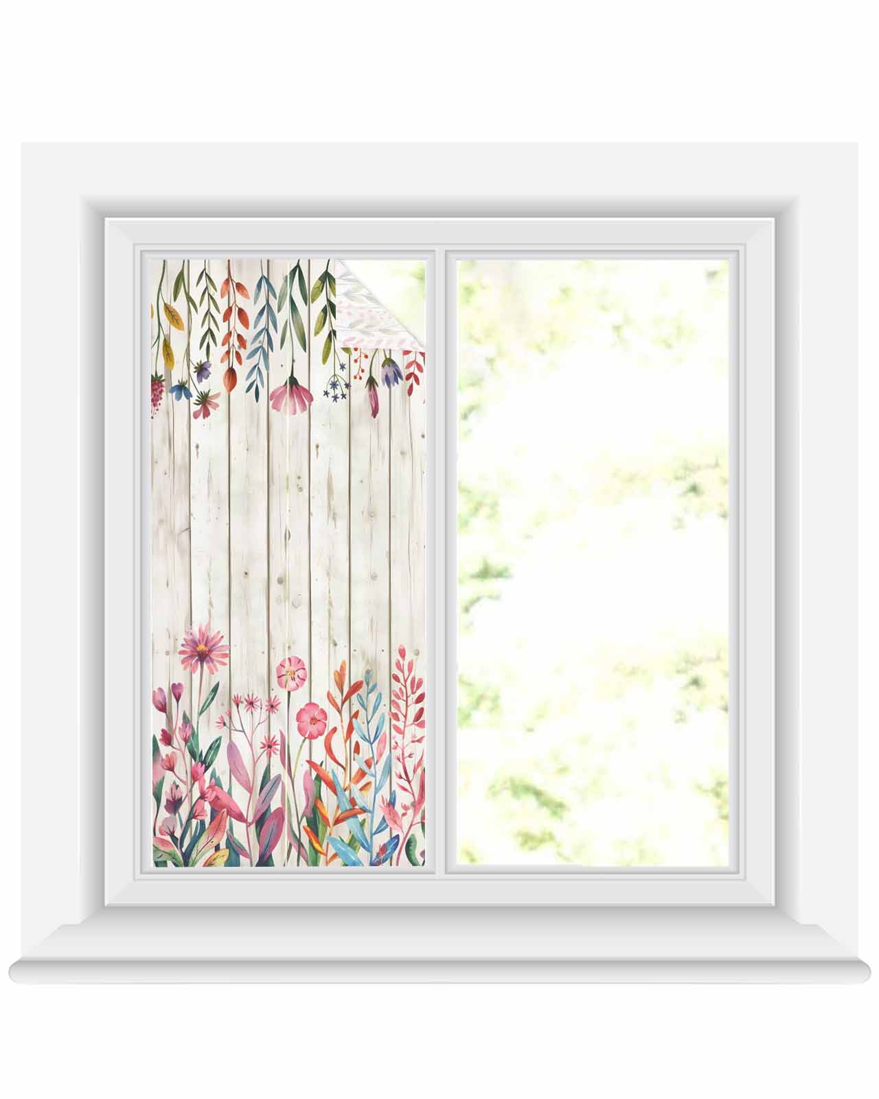 Window Privacy Film Spring Floral Stained Glass Window Film Decorative ...