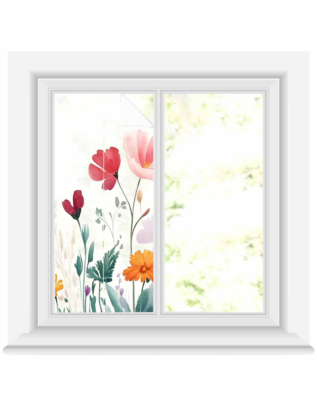 Window Privacy Film Spring Floral Stained Glass Window Film Decorative ...