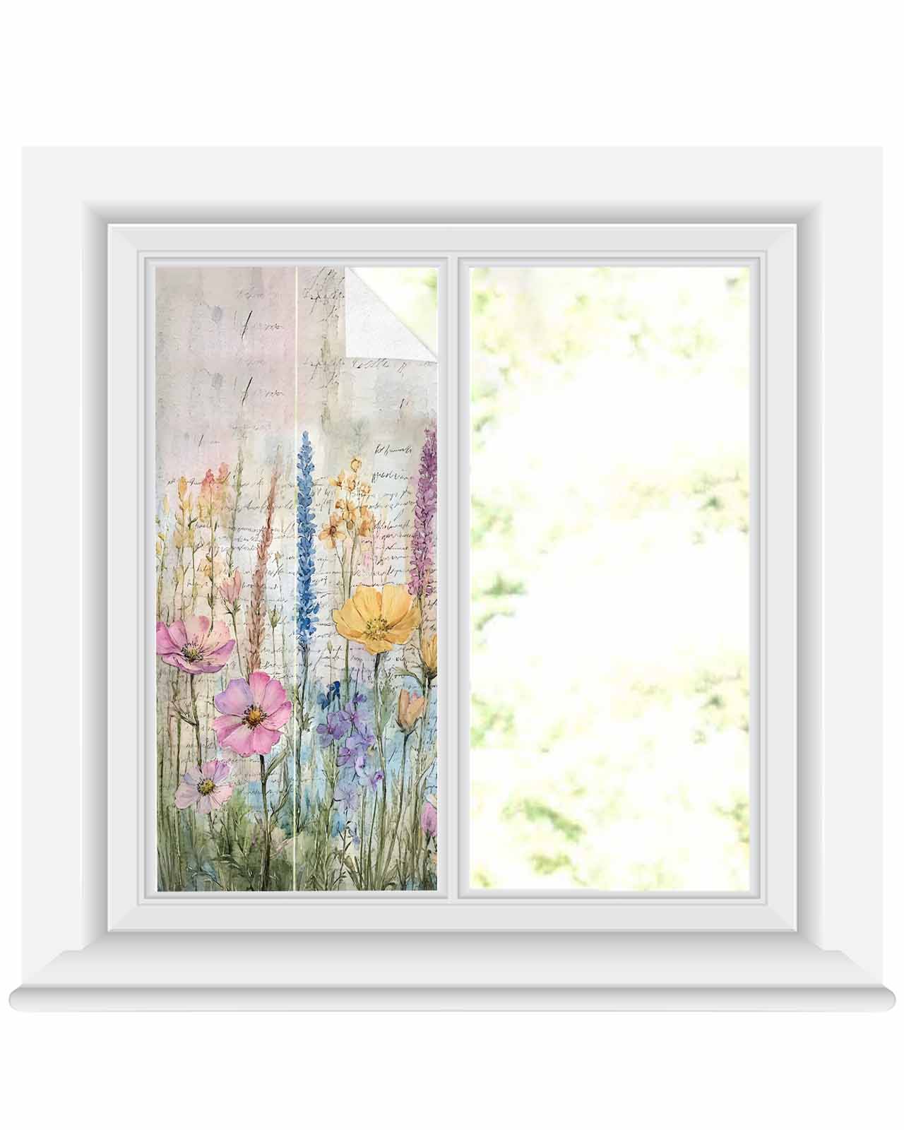 Window Privacy Film Spring Floral Stained Glass Window Film Decorative ...