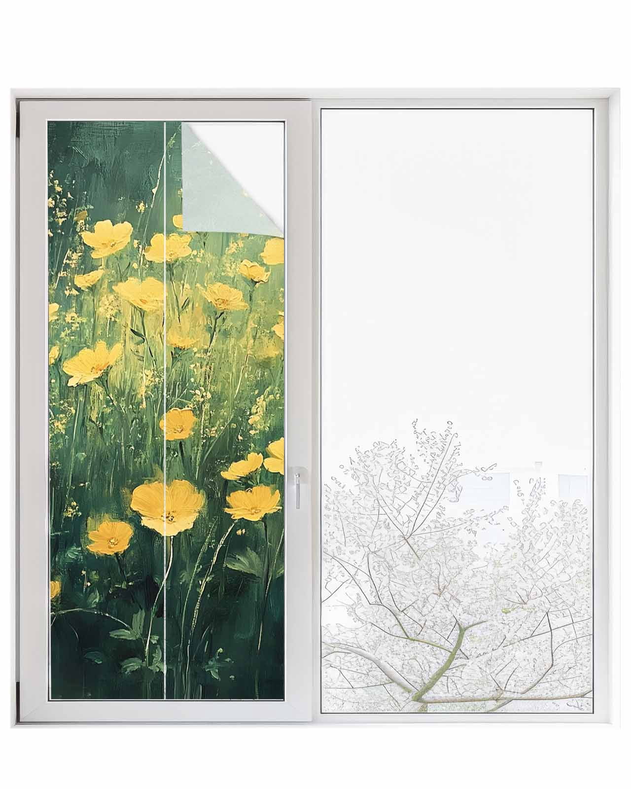 Window Privacy Film Spring Floral Stained Glass Window Film Decorative ...