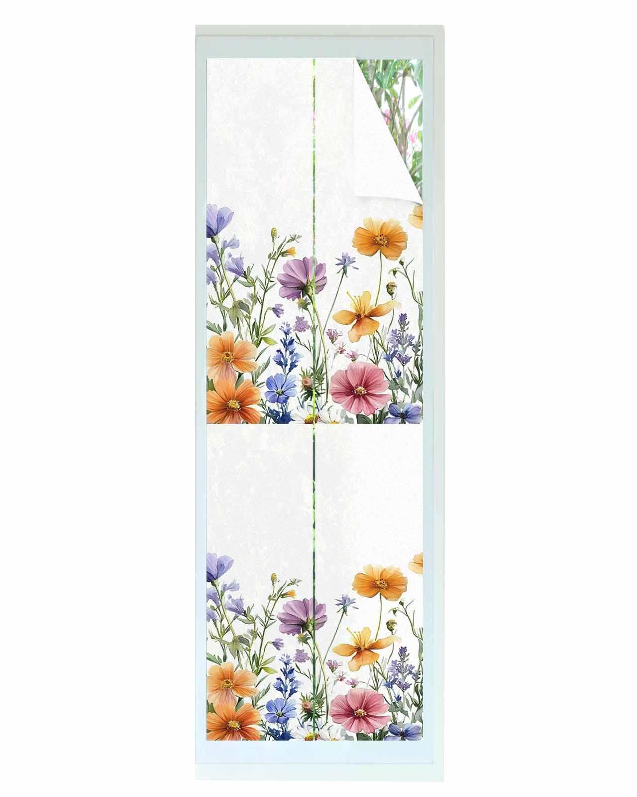 Window Privacy Film Spring Floral Stained Glass Window Film Decorative ...