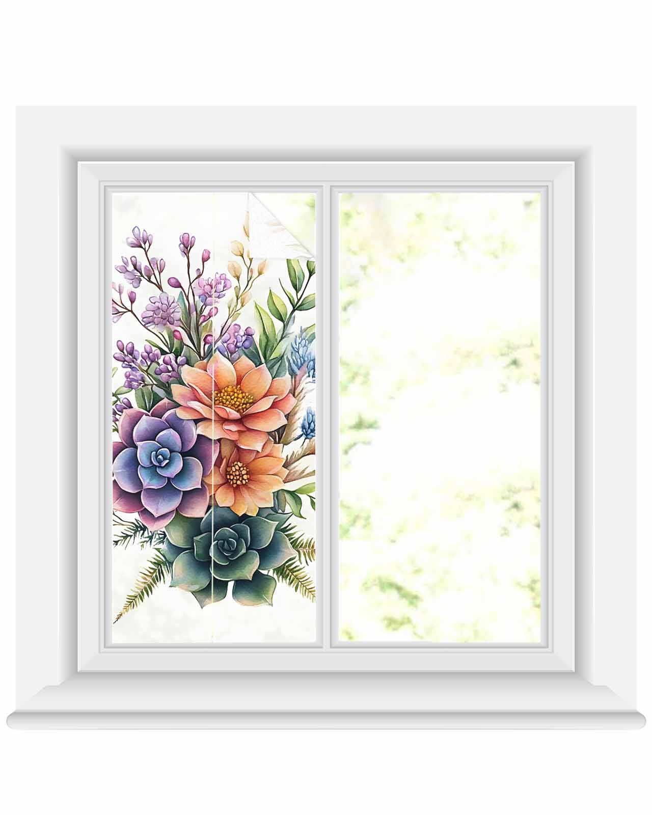Window Privacy Film Spring Floral Succulents Stained Glass Window Film ...