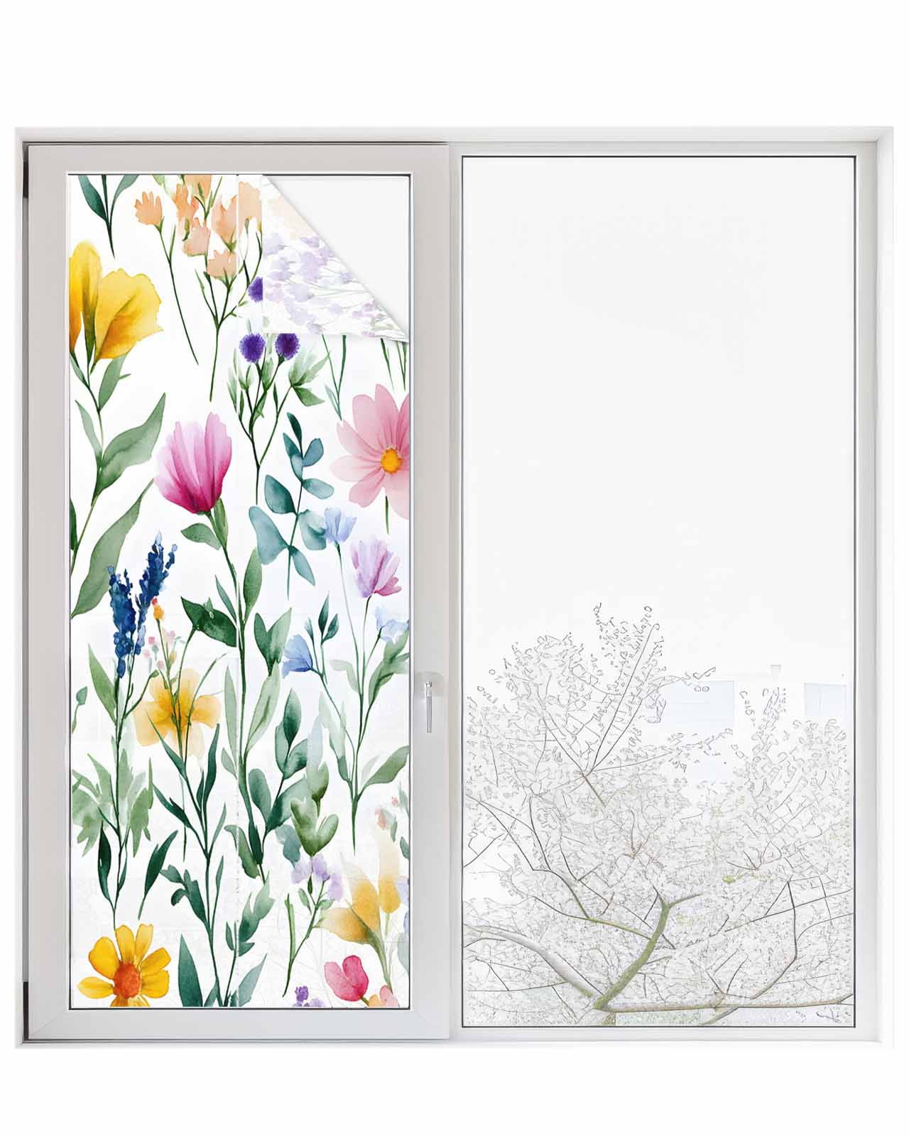 Window Privacy Film Spring Flower Stained Glass Window Film Decorative ...