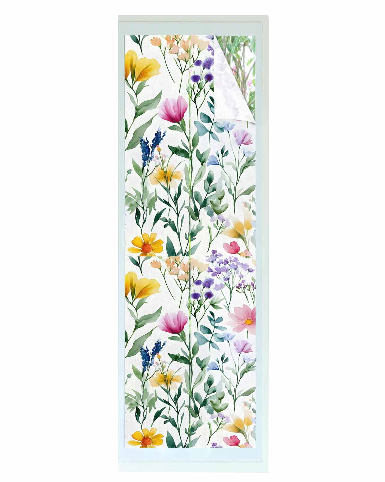 Window Privacy Film Spring Flower Stained Glass Window Film Decorative ...