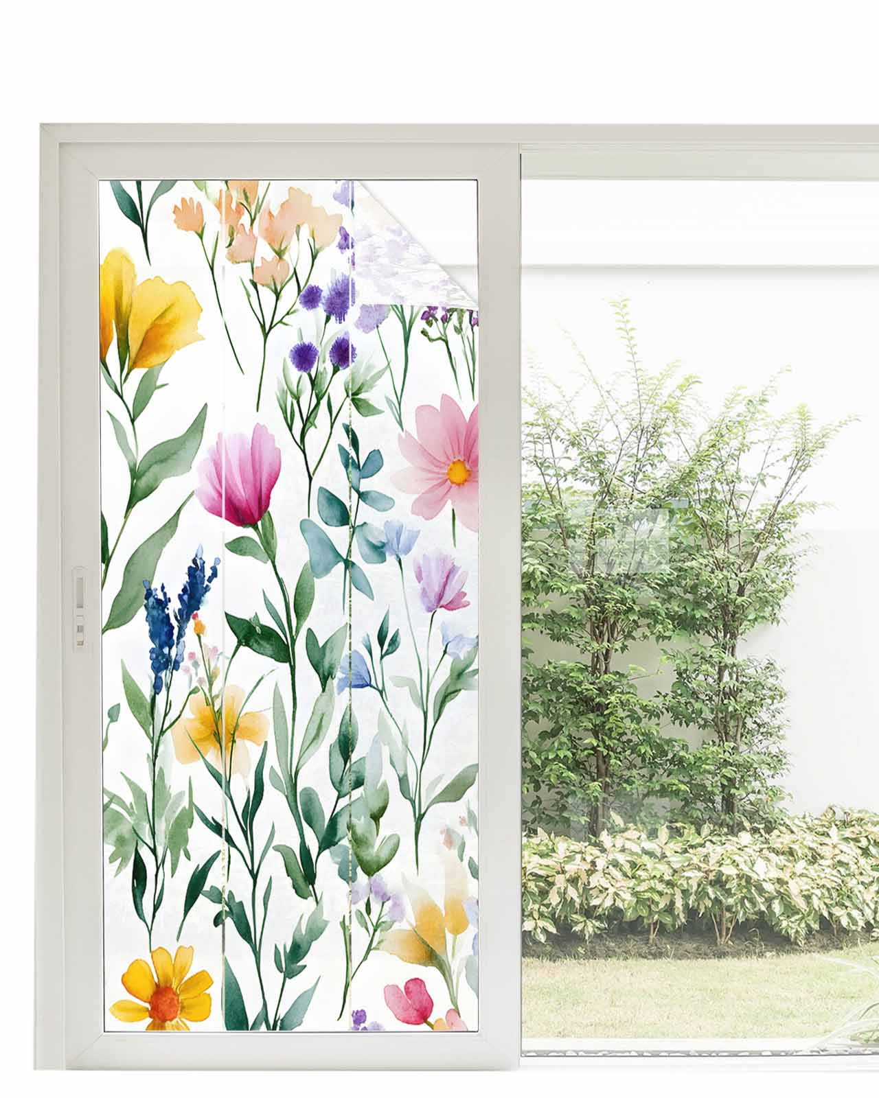 Window Privacy Film Spring Flower Stained Glass Window Film Decorative ...