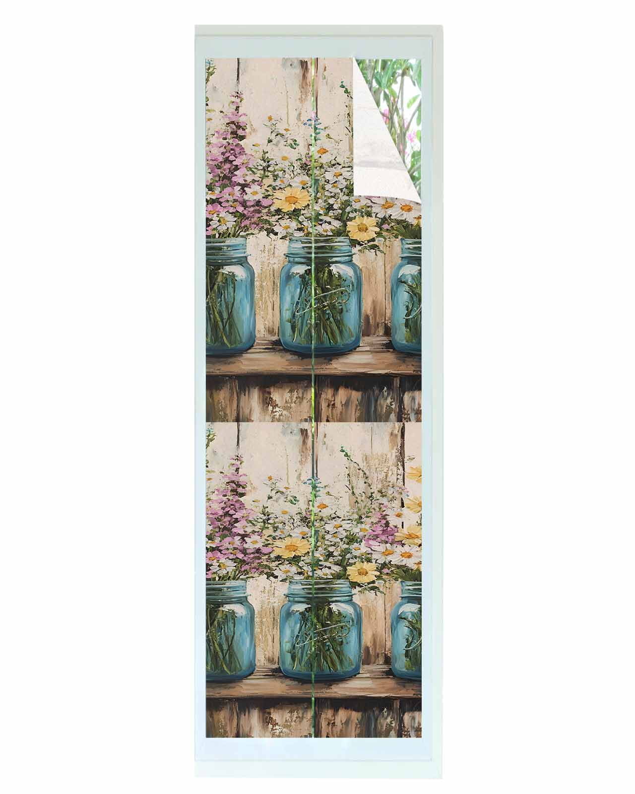 Window Privacy Film Spring Flower Stained Glass Window Film Decorative ...