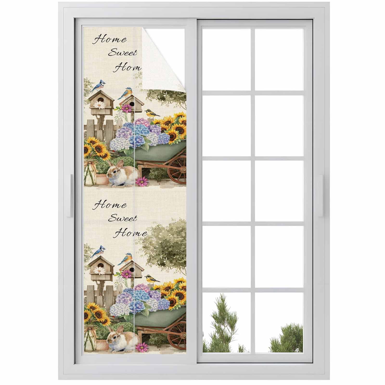 Window Privacy Film Spring Flowers Stained Glass Window Film Decorative ...