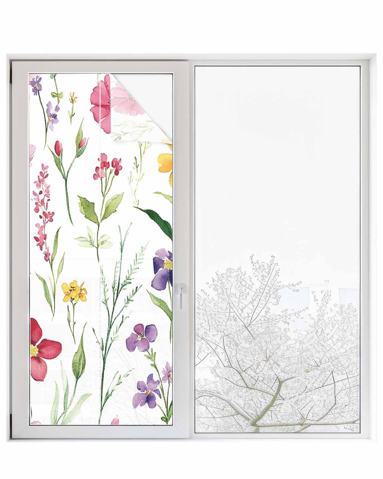 Window Privacy Film Spring Flowers Stained Glass Window Film Decorative ...