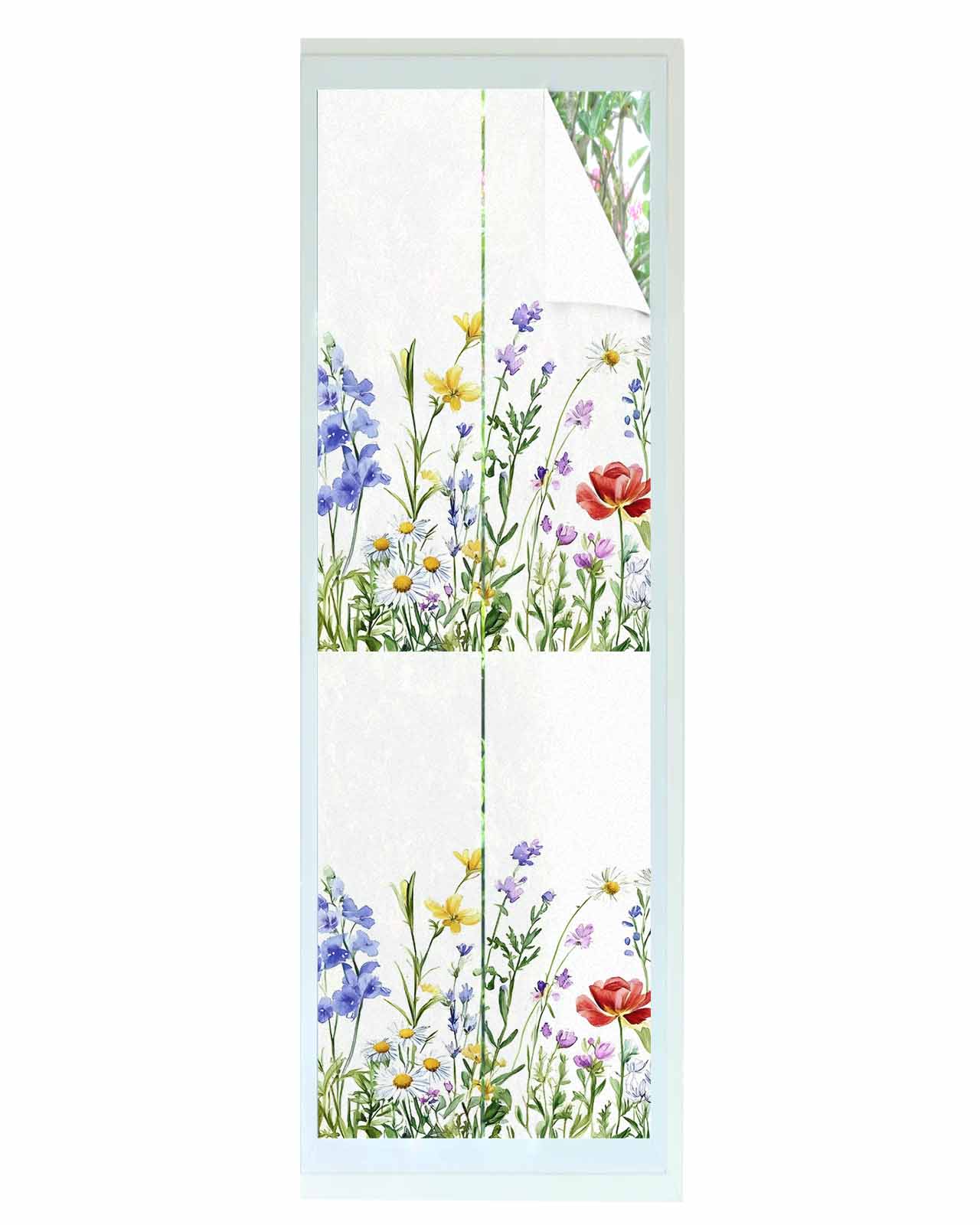 Window Privacy Film Spring Flowers Stained Glass Window Film Decorative ...