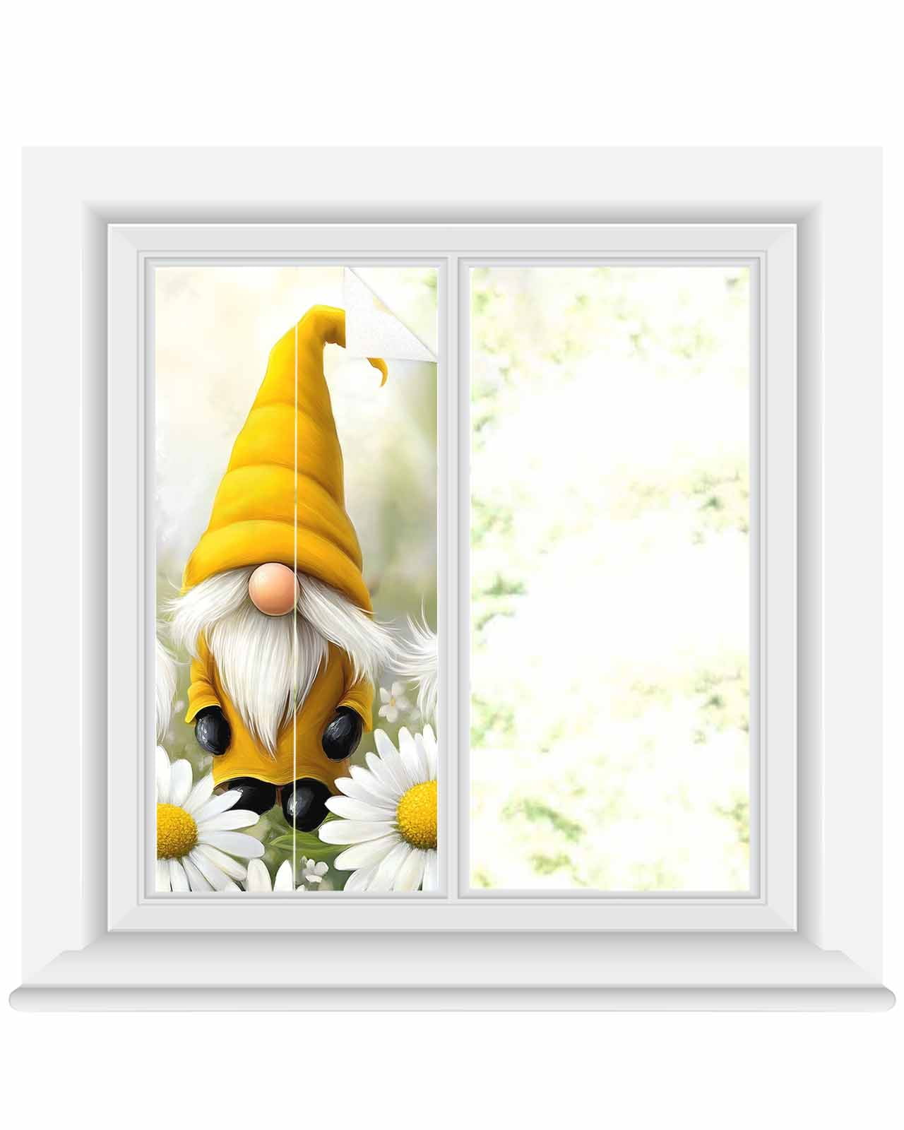 Window Privacy Film Spring Gnomes Stained Glass Window Film Decorative Sun Block Window Cover ...