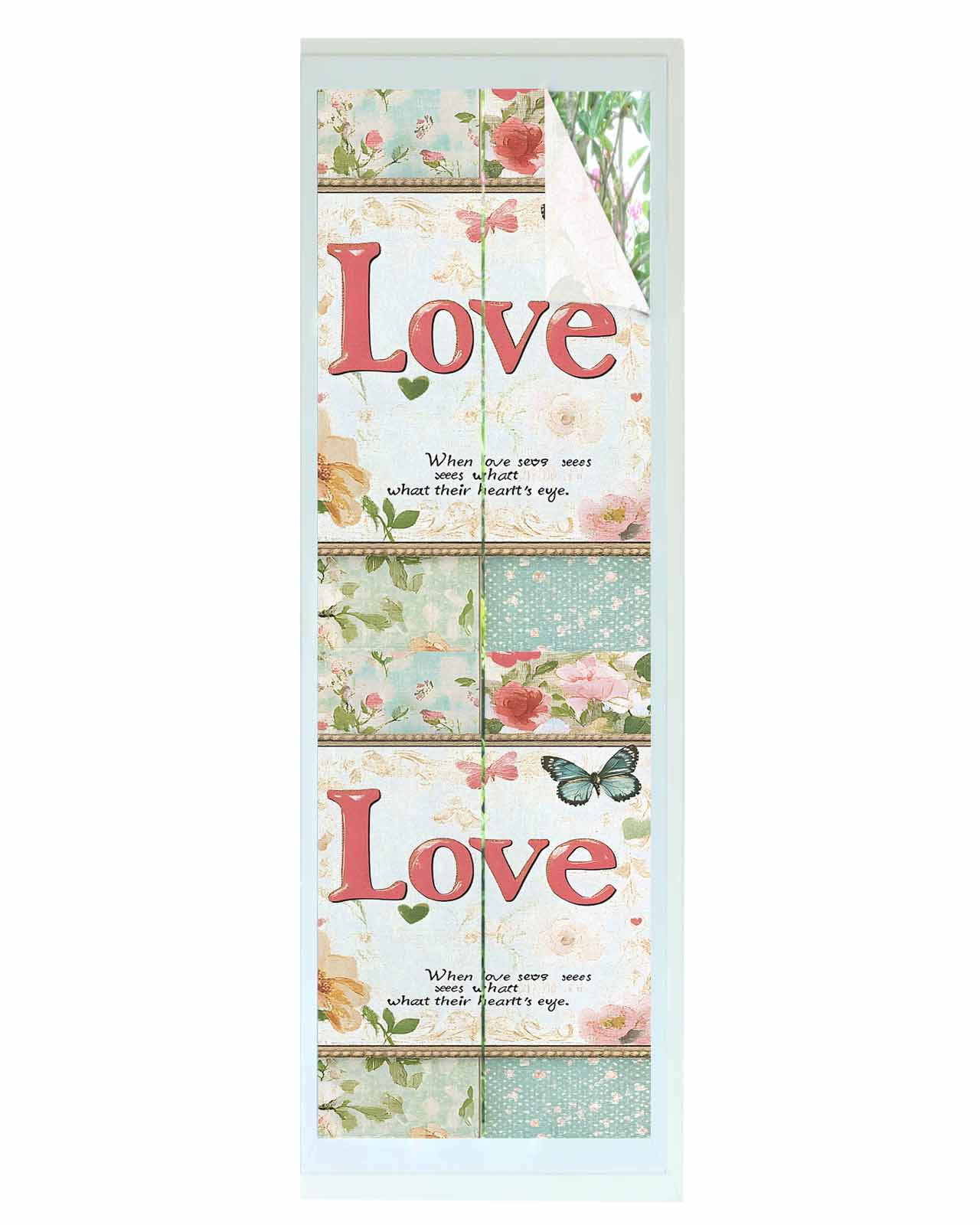 Window Privacy Film Spring Pink Green Check Stained Glass Window Film Decorative Sun Block ...