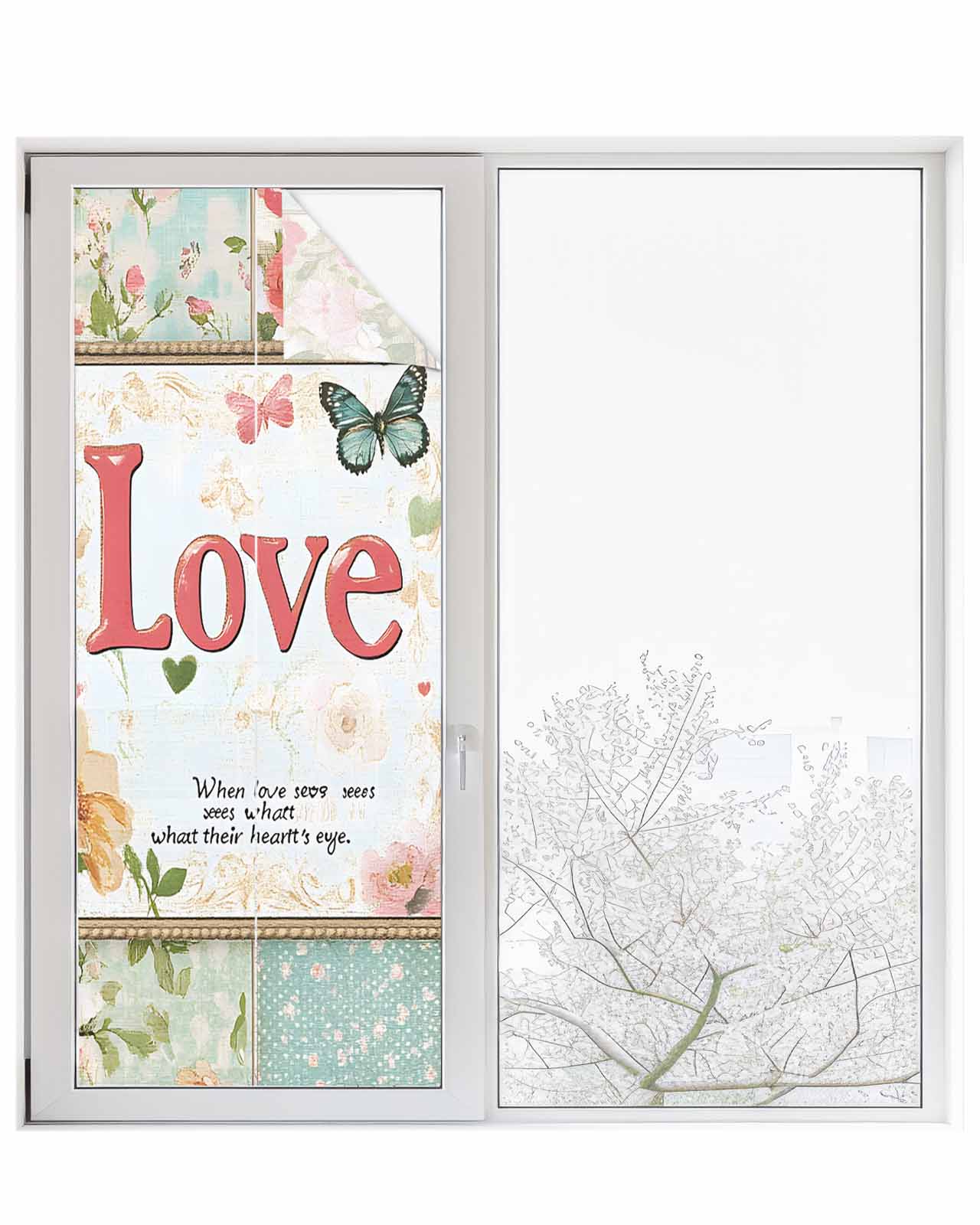 Window Privacy Film Spring Pink Green Check Stained Glass Window Film ...