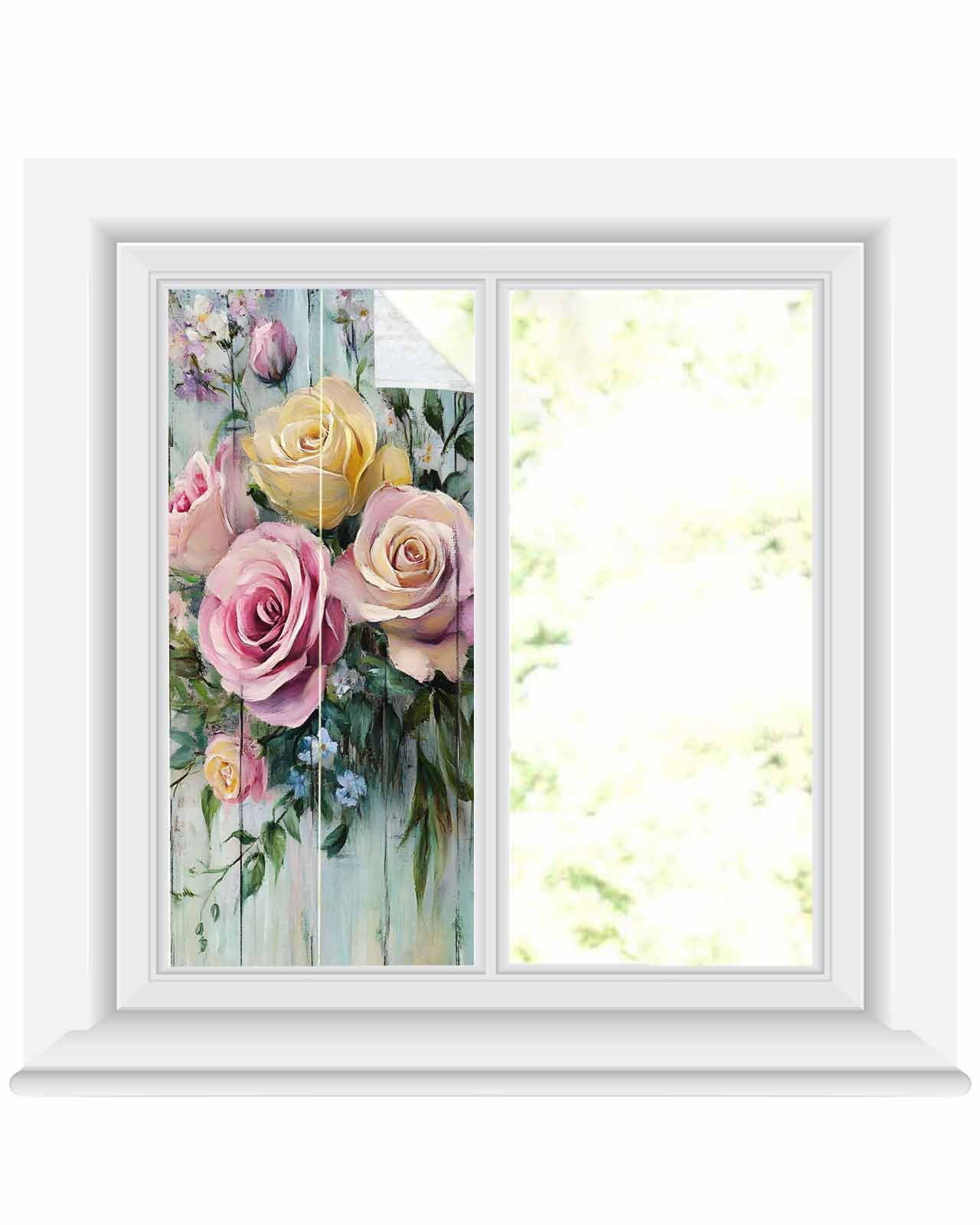 Window Privacy Film Spring Rose Stained Glass Window Film Decorative ...