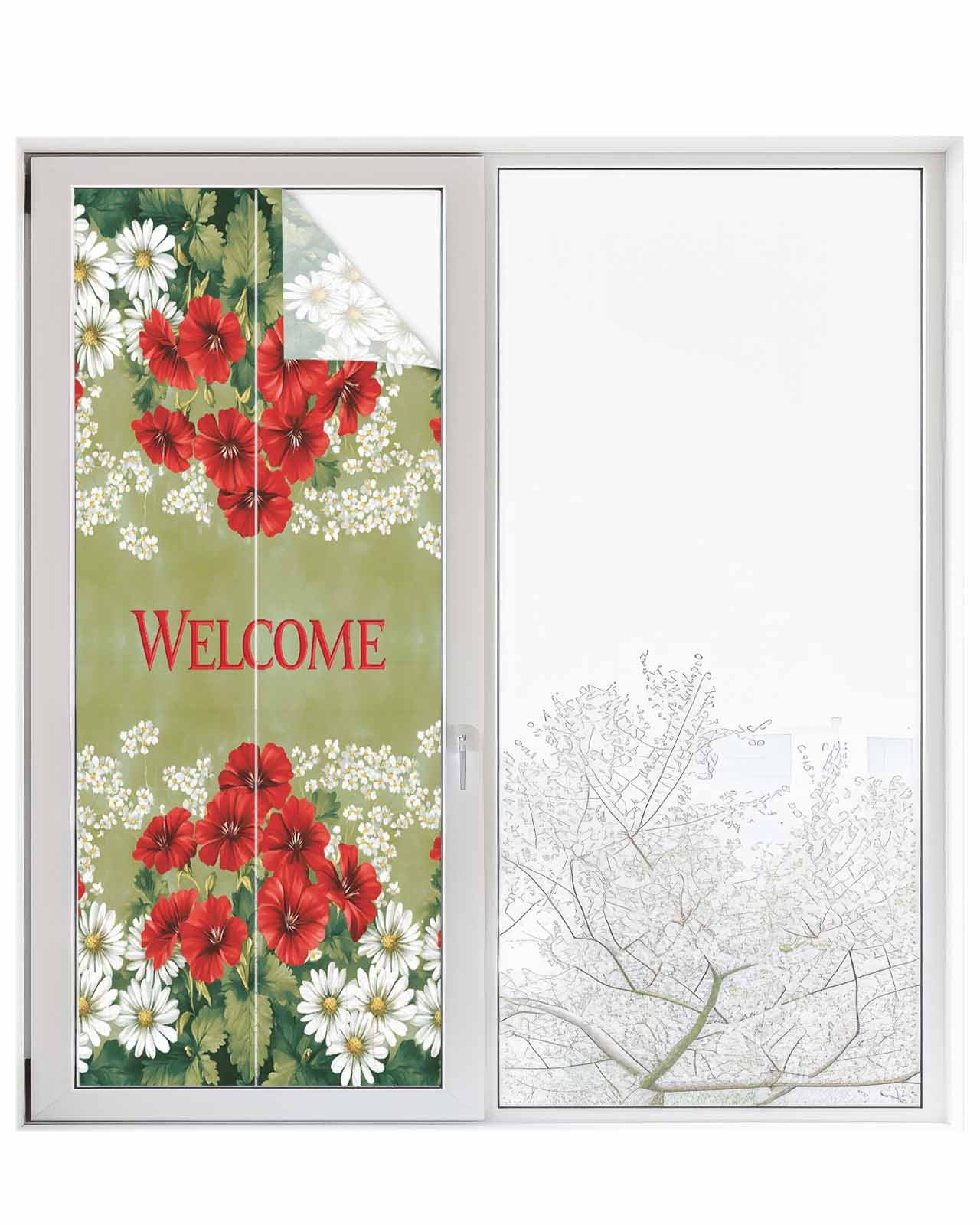 Window Privacy Film Spring Summer Flower Stained Glass Window Film ...