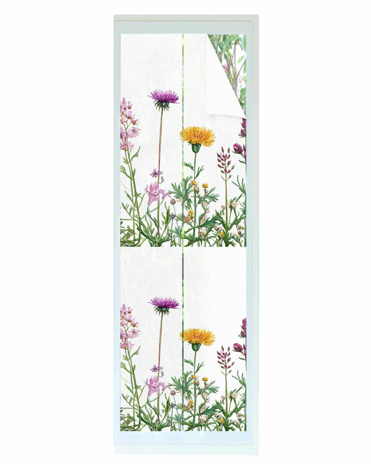 Window Privacy Film Spring Summer Flowers Stained Glass Window Film ...