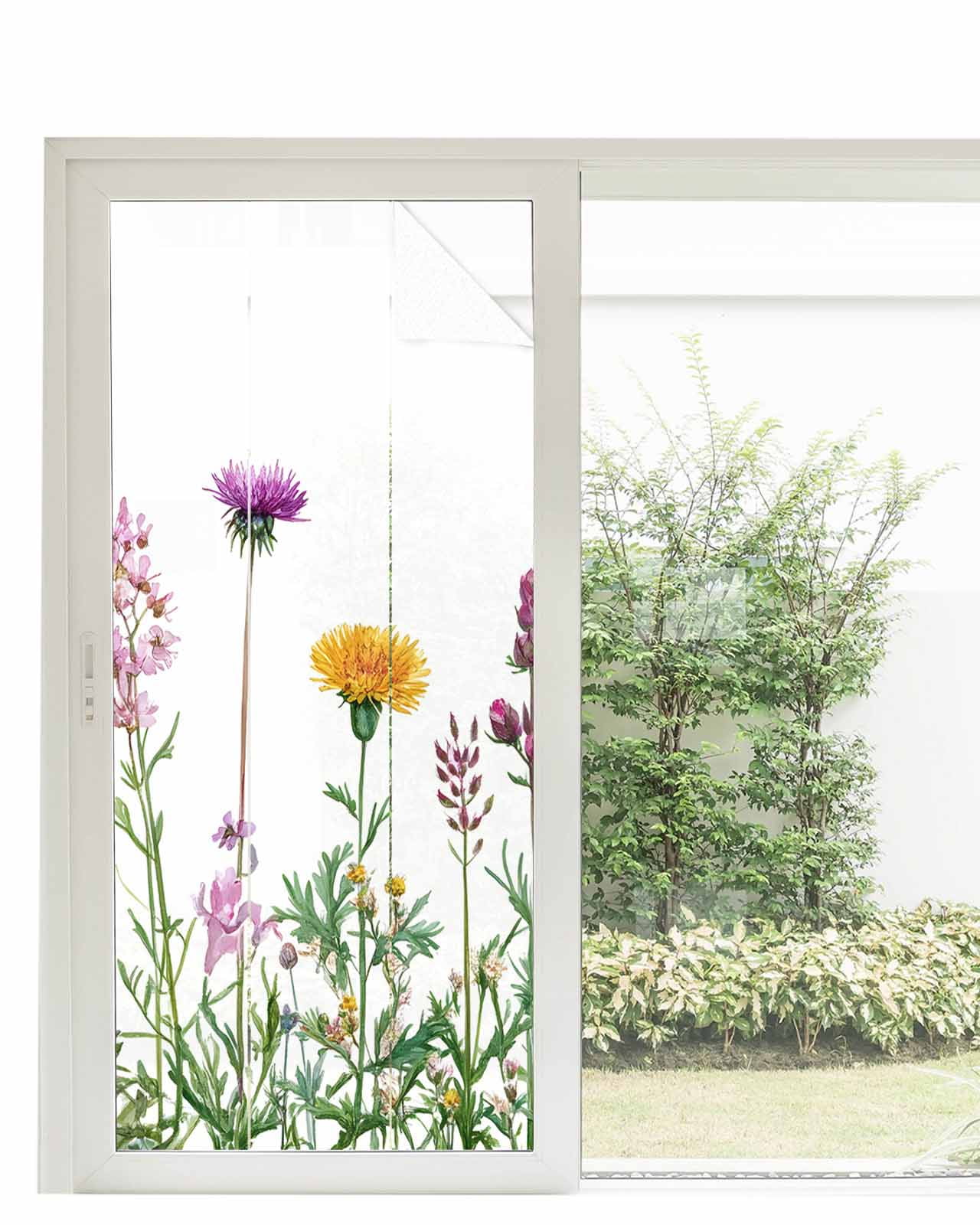 Window Privacy Film Spring Summer Flowers Stained Glass Window Film ...