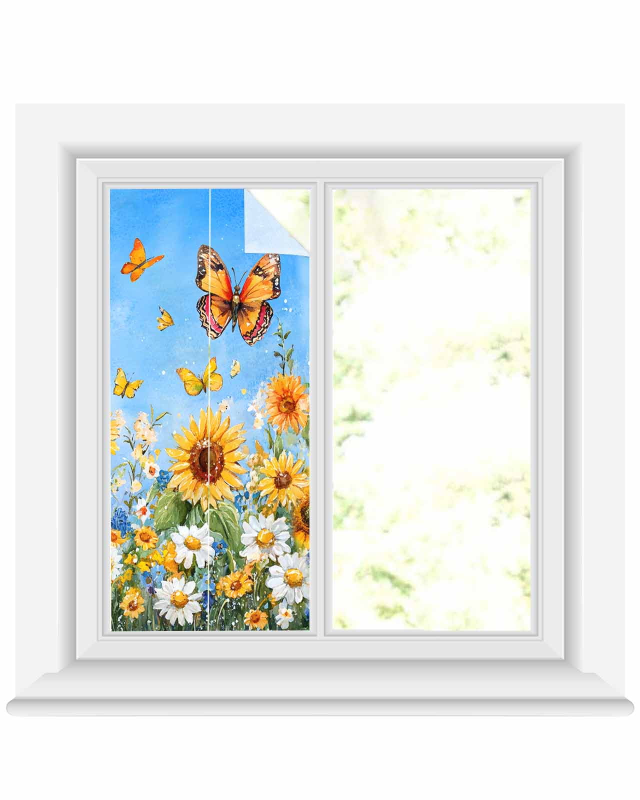 Window Privacy Film Spring Sunflower Daisy Stained Glass Window Film ...
