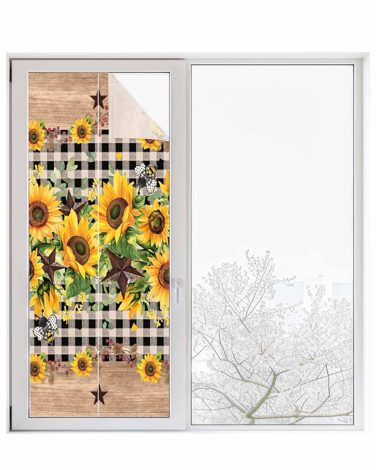 Window Privacy Film Spring Sunflower Stained Glass Window Film ...
