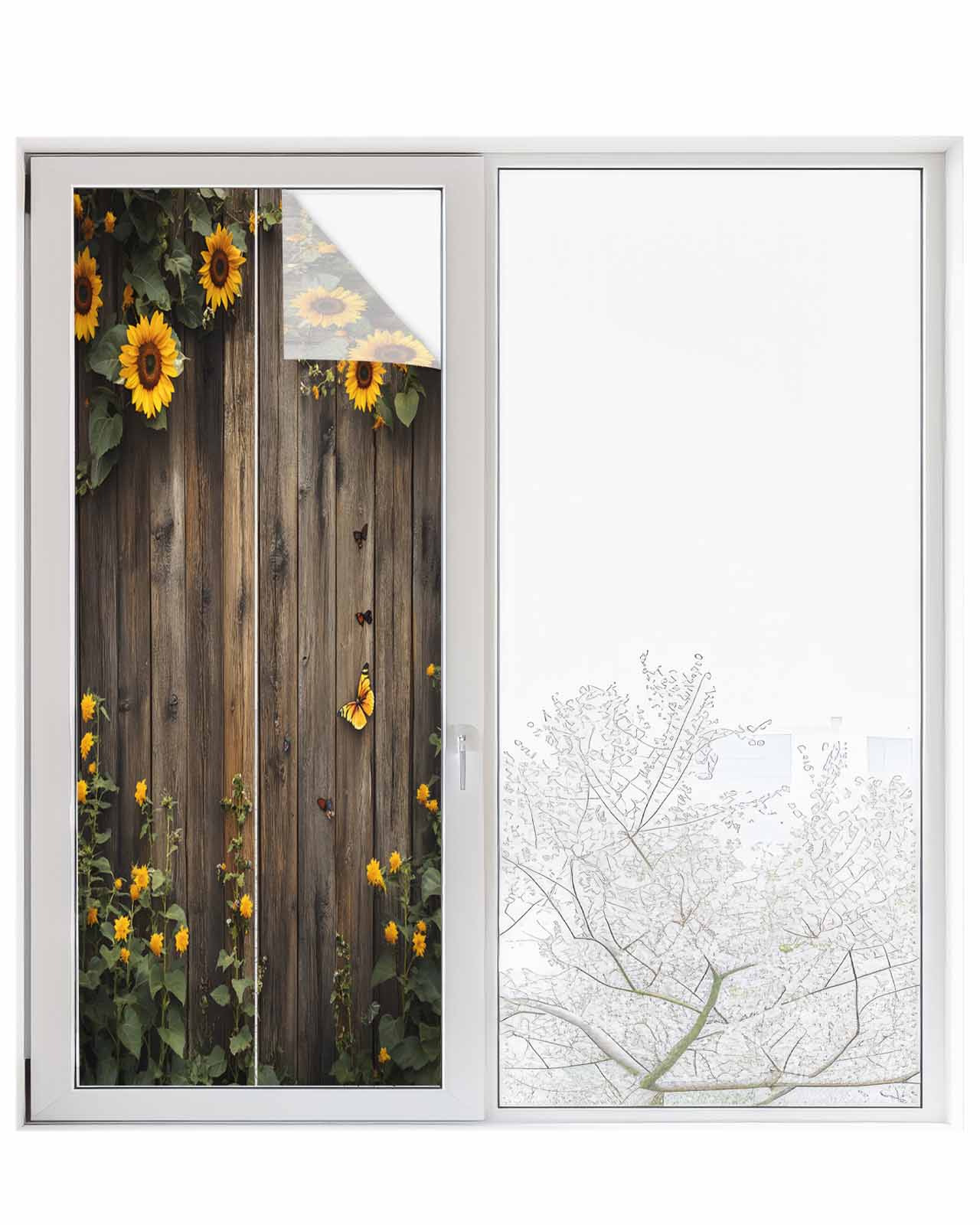 Window Privacy Film Spring Sunflower Stained Glass Window Film ...