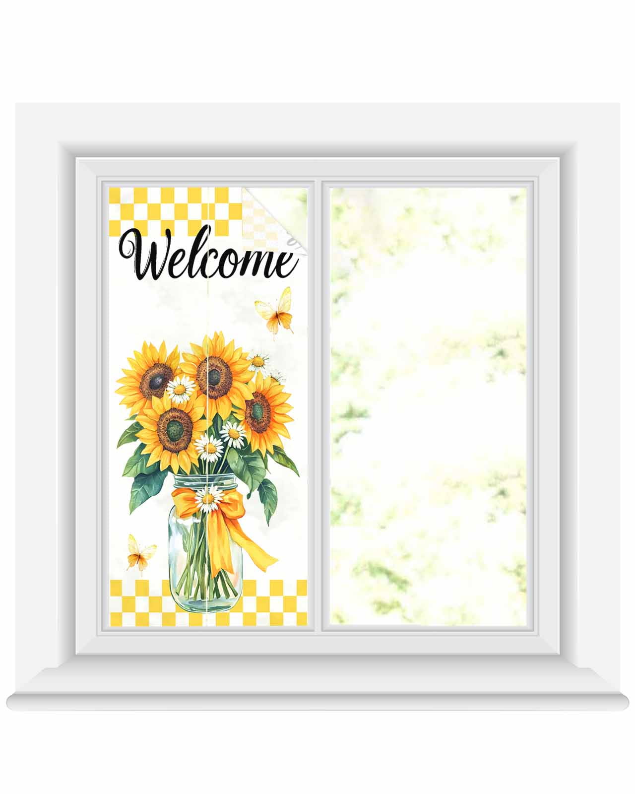 Window Privacy Film Spring Sunflower Stained Glass Window Film ...