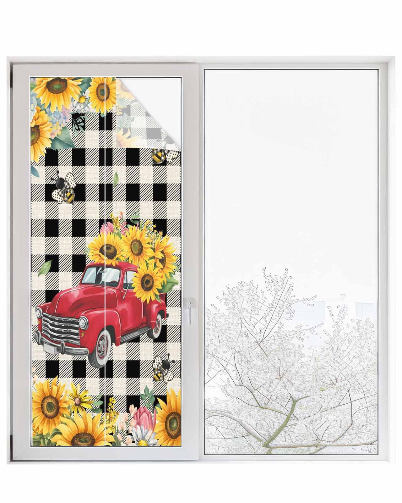 Window Privacy Film Spring Sunflowers Stained Glass Window Film ...