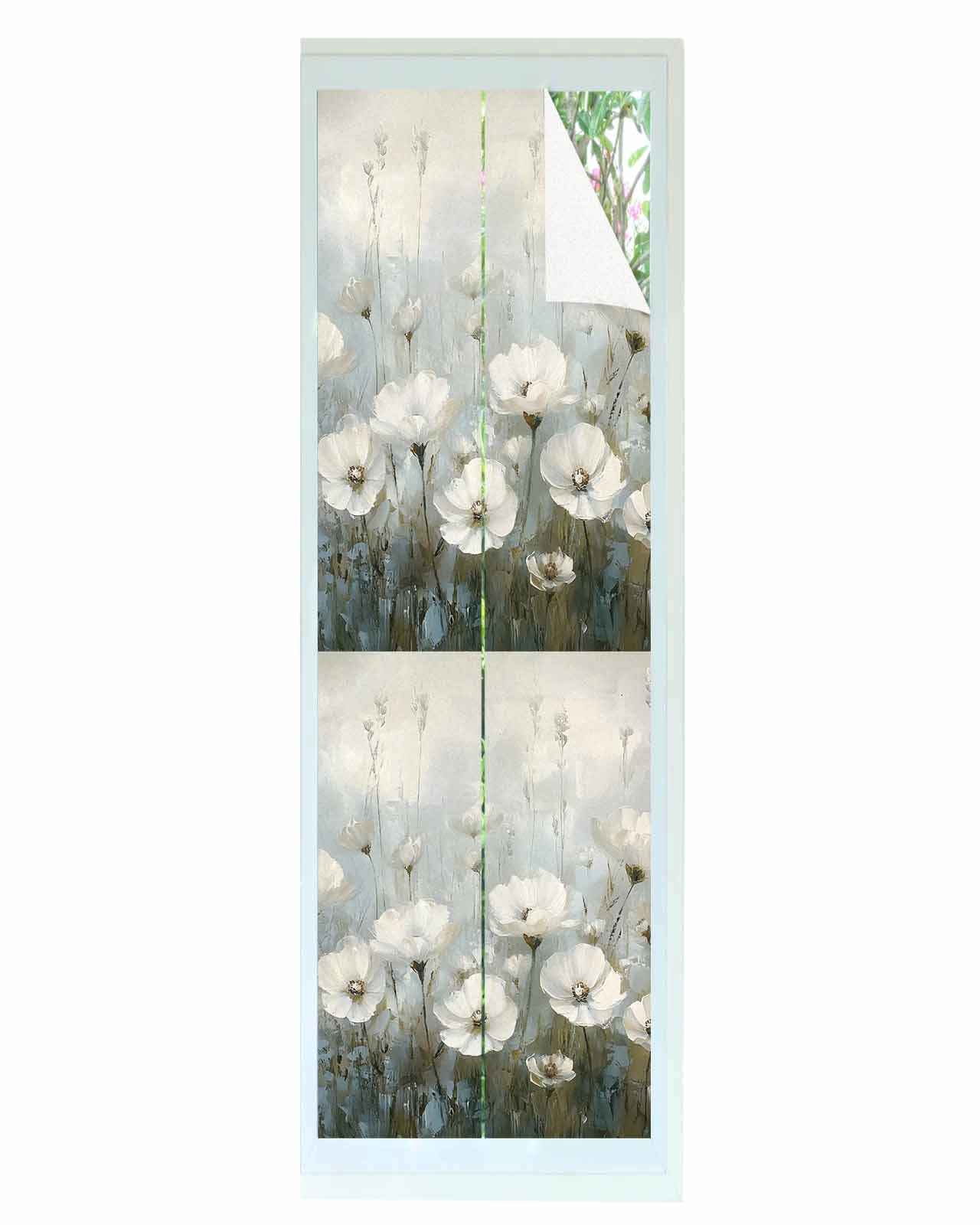 Window Privacy Film Spring White Floral Stained Glass Window Film ...