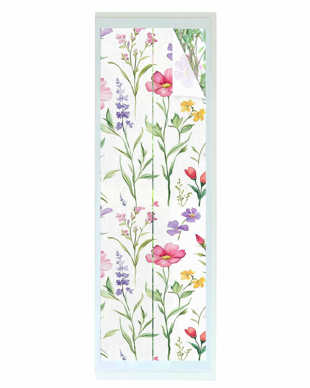 Window Privacy Film Spring Wildflowers Stained Glass Window Film ...