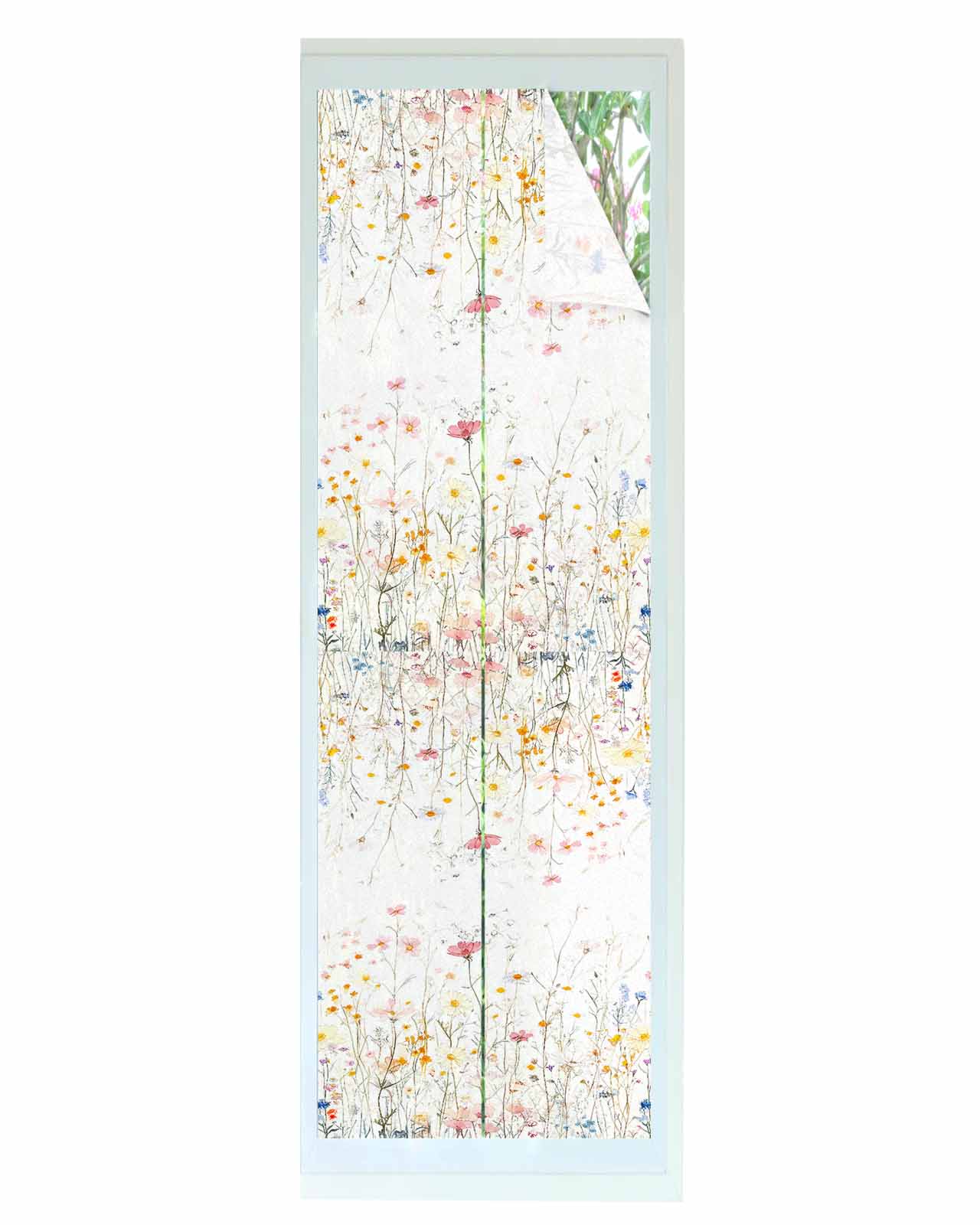 Window Privacy Film Spring Wildflowers Stained Glass Window Film ...