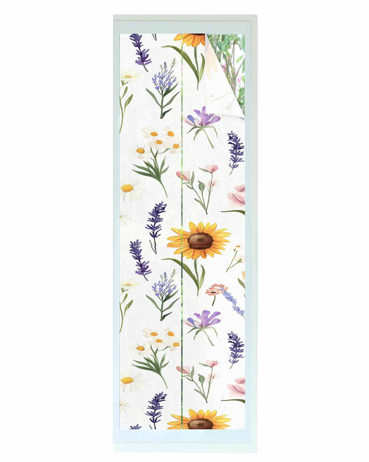 Window Privacy Film Spring Wildflowers Stained Glass Window Film ...