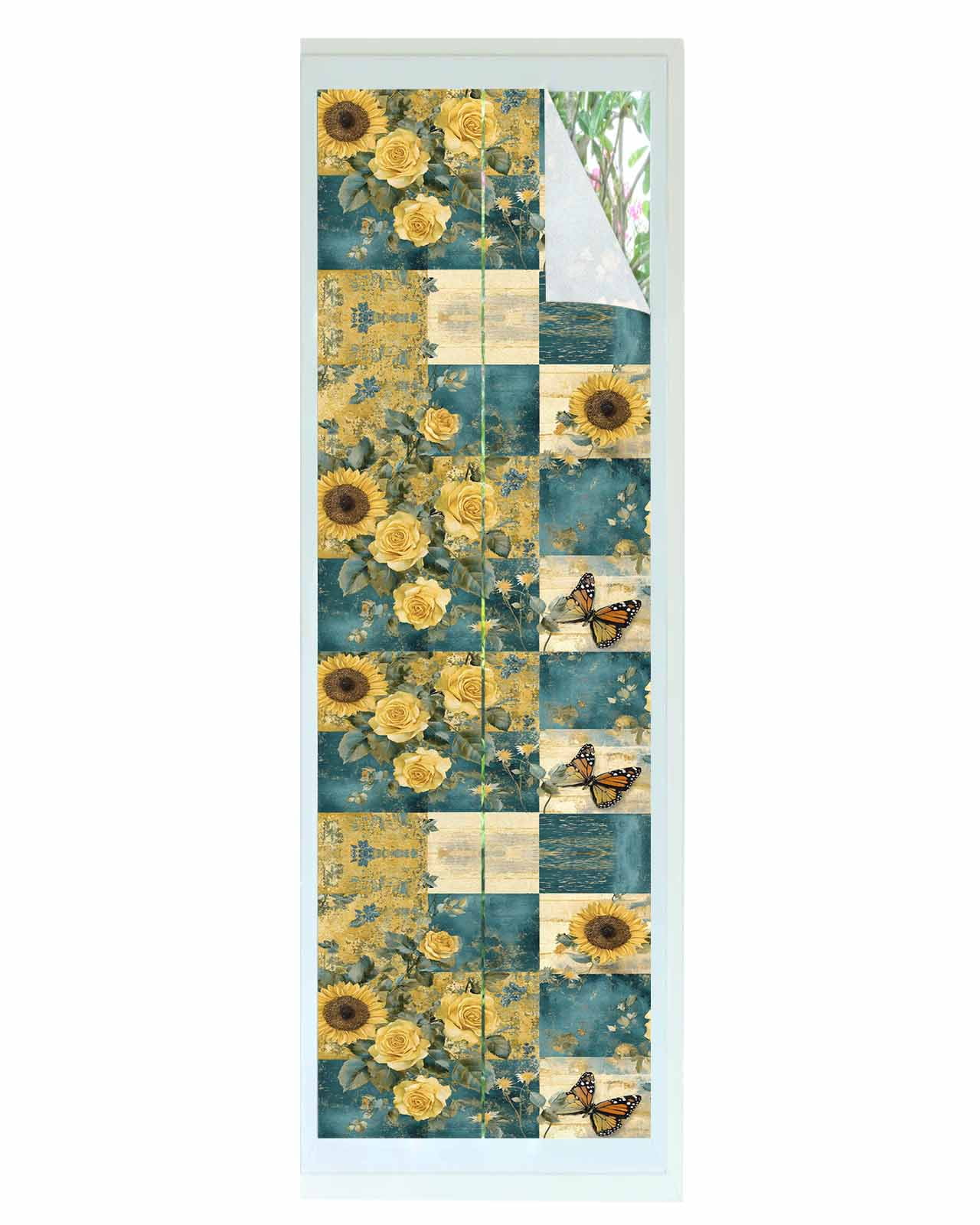 Window Privacy Film Spring Yellow Floral Stained Glass Window Film ...