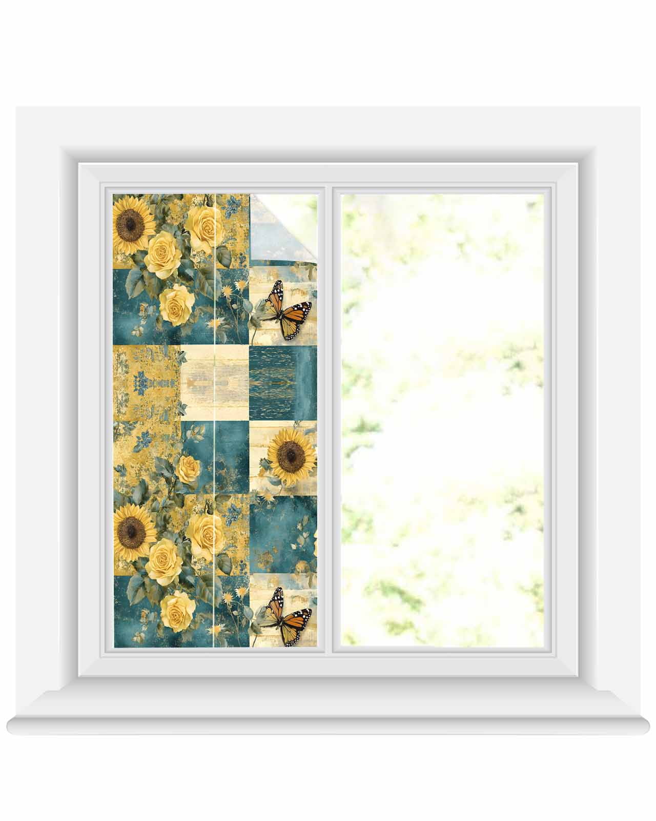 Window Privacy Film Spring Yellow Floral Stained Glass Window Film ...